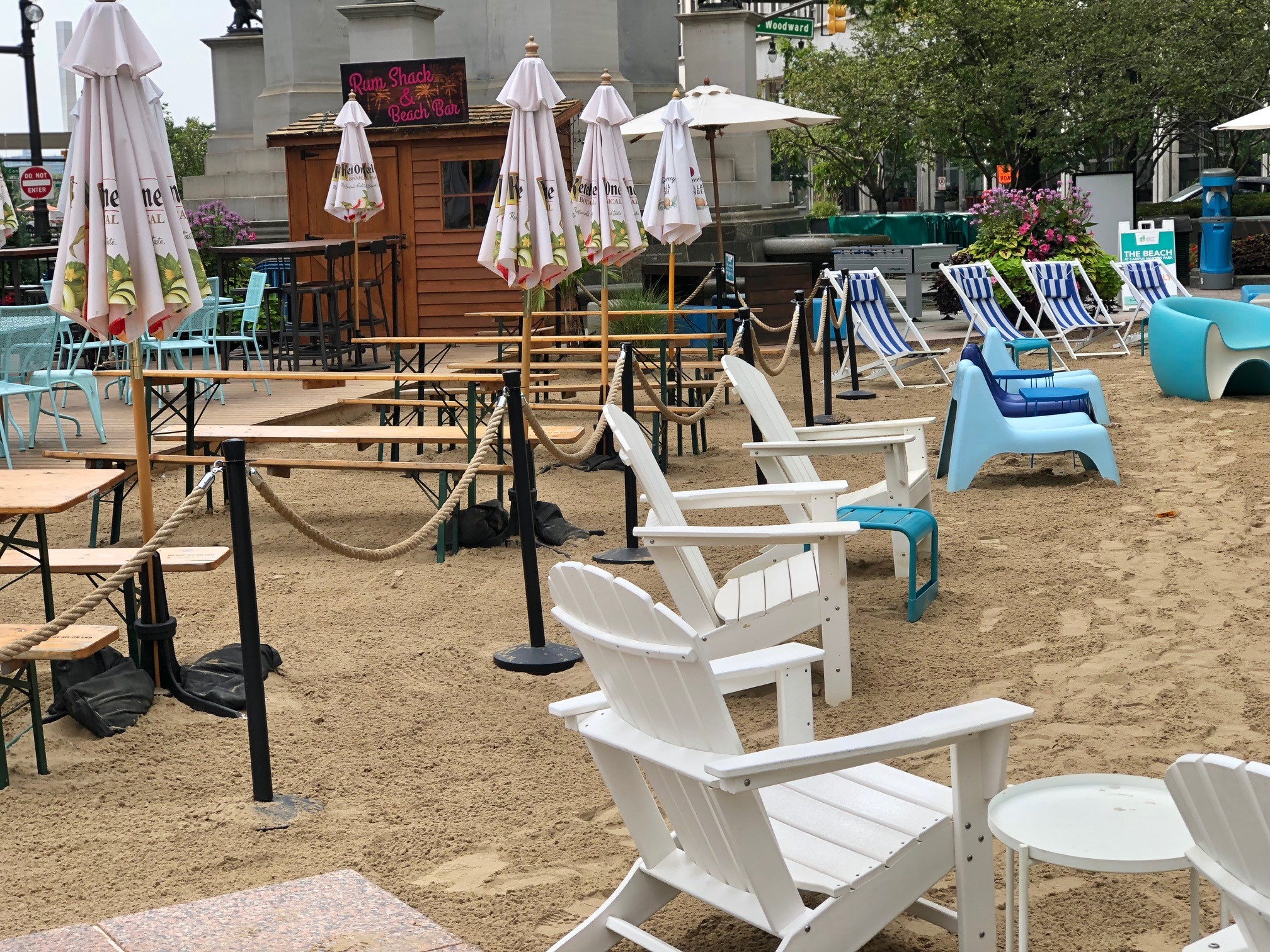 The Beach urban beach in Downtown Detroit at Campus Martius Park ...