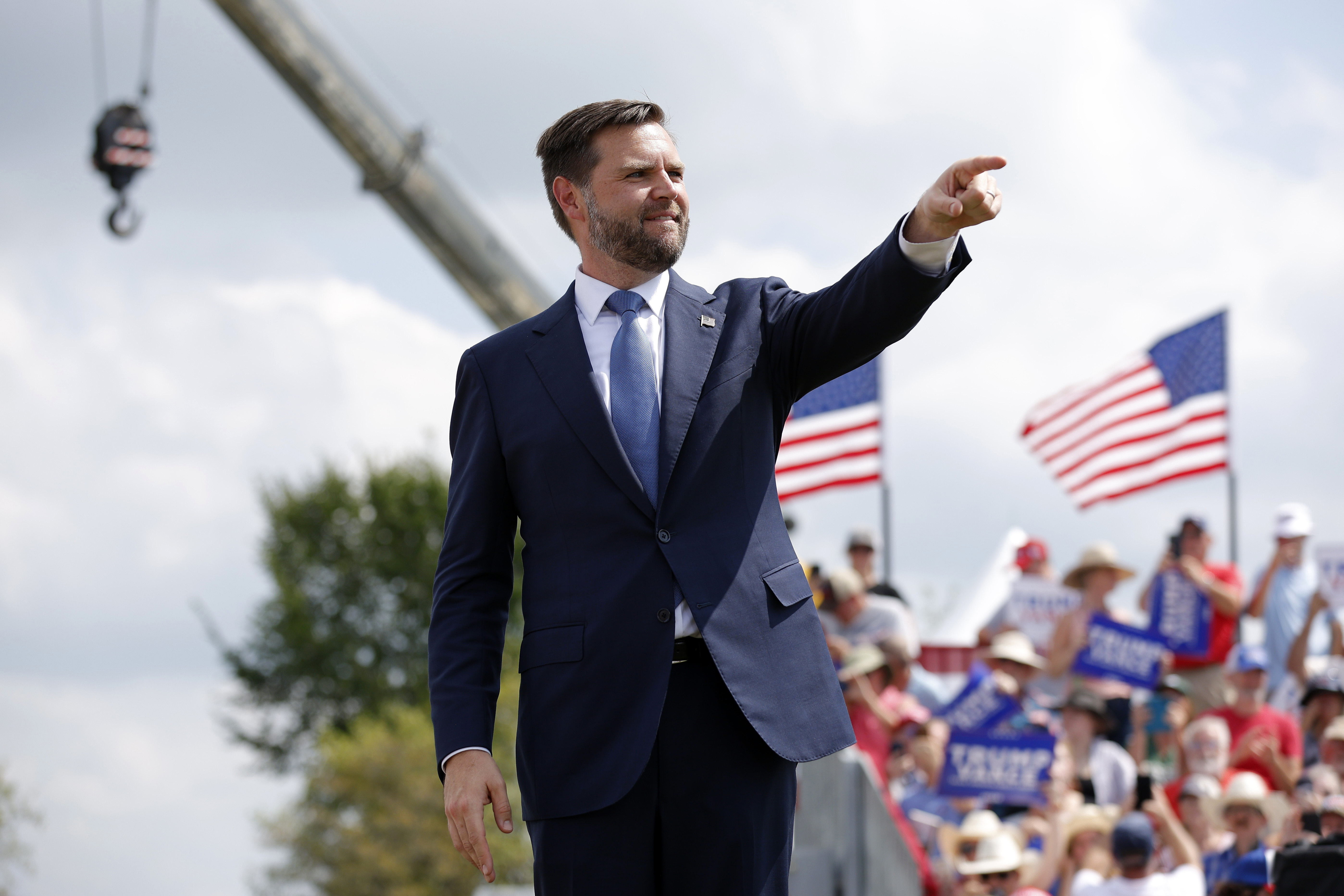 Republican vice presidential nominee Sen. JD Vance speaks in Big Rapids ...