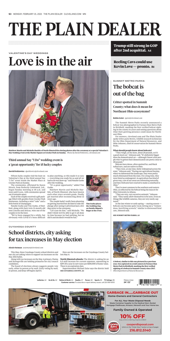 2021 Plain Dealer front page images: Part 1 - cleveland.com