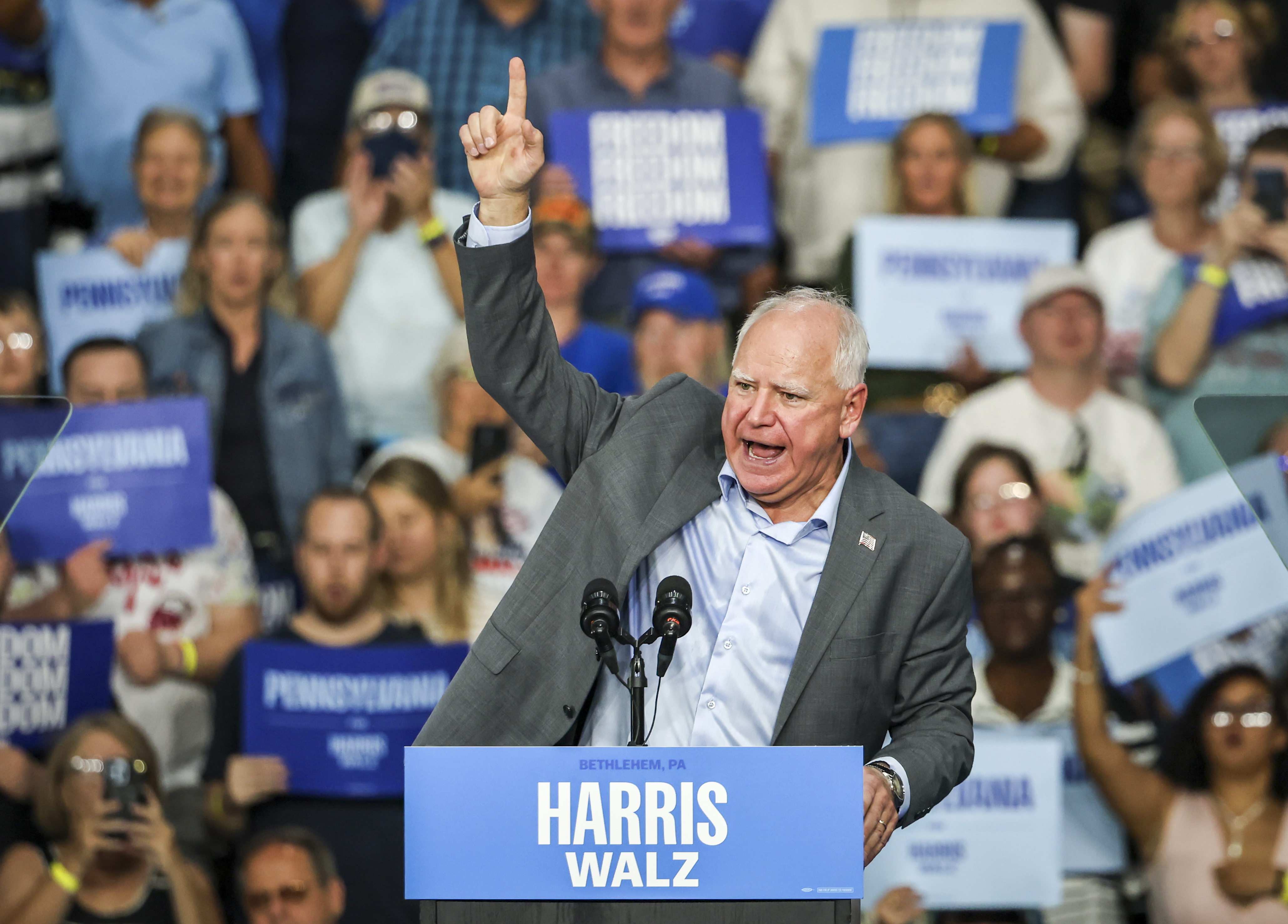 Democratic vice presidential nominee Tim Walz visits the Lehigh Valley ...