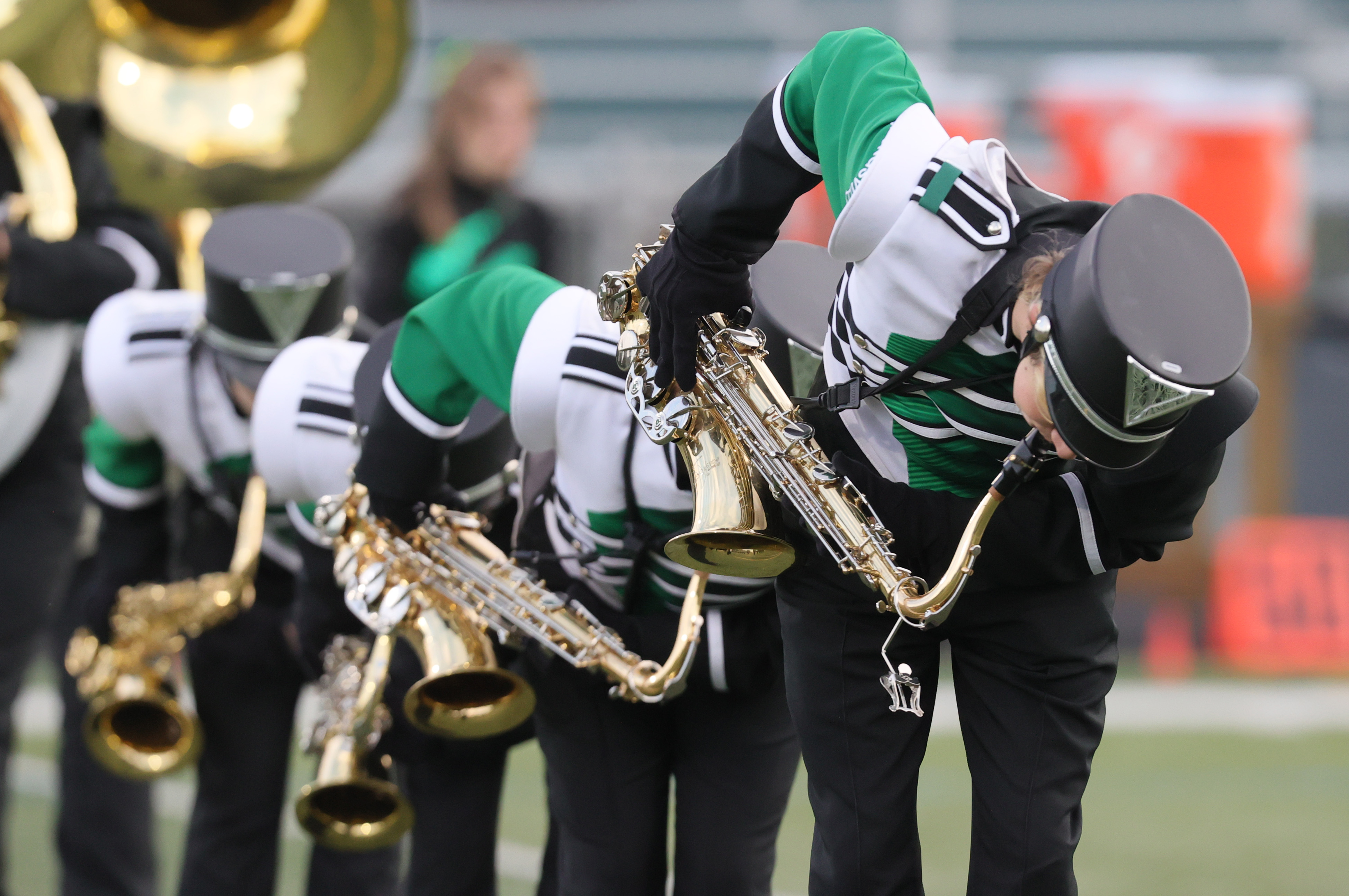 The Strongsville High School marching band during home game against ...