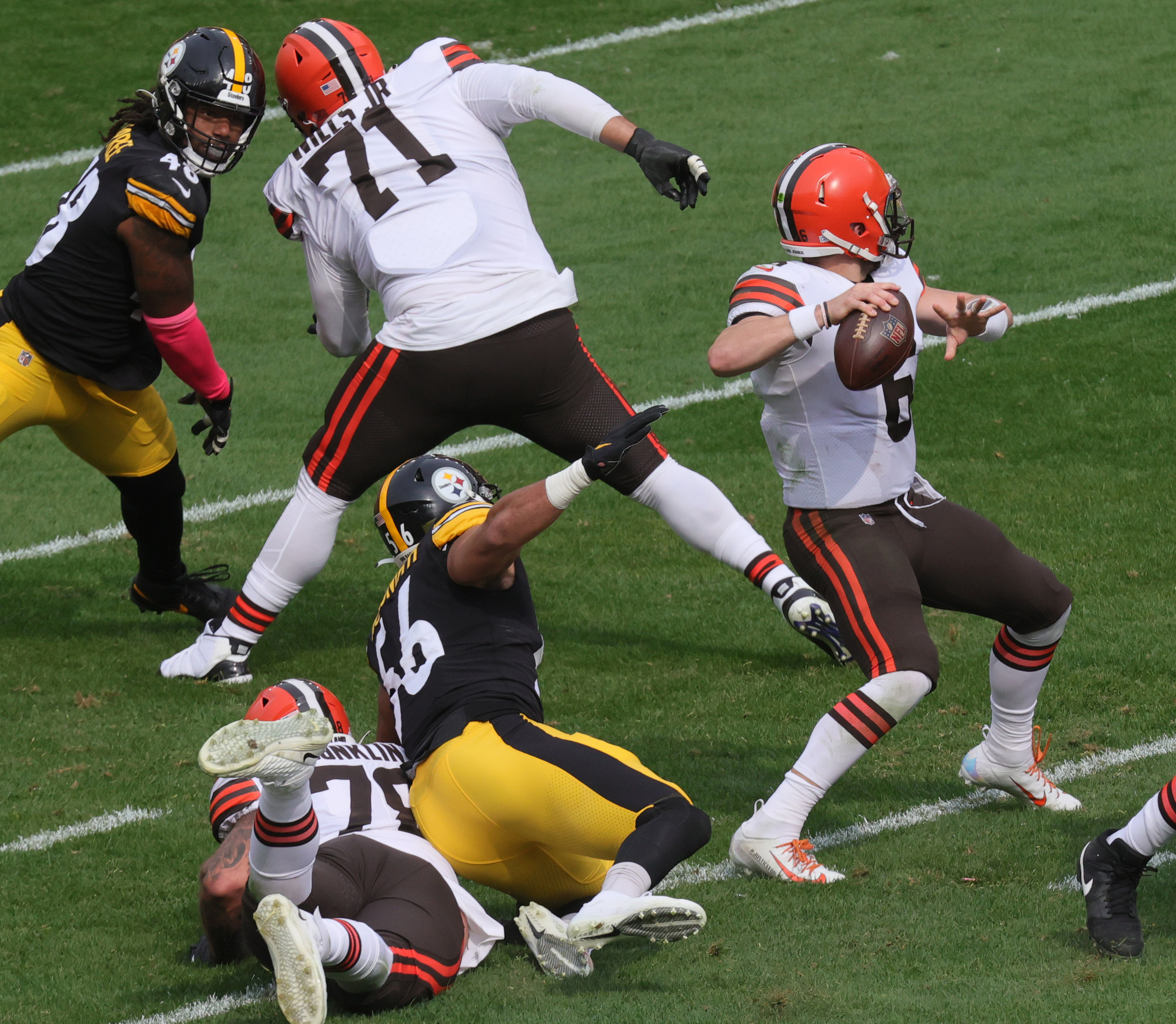 Cleveland Browns offensive line overrun by the Pittsburgh Steelers ...