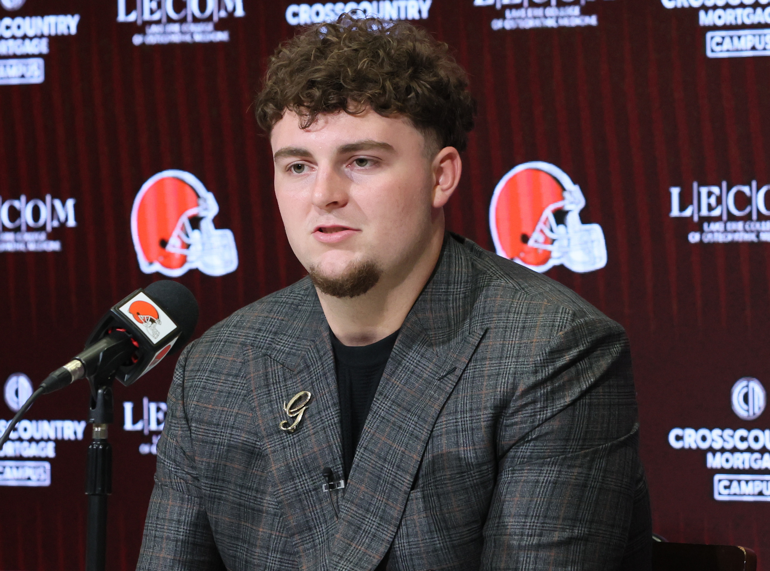 Cleveland Browns number one draft pick DT Mason Graham in Berea, April ...