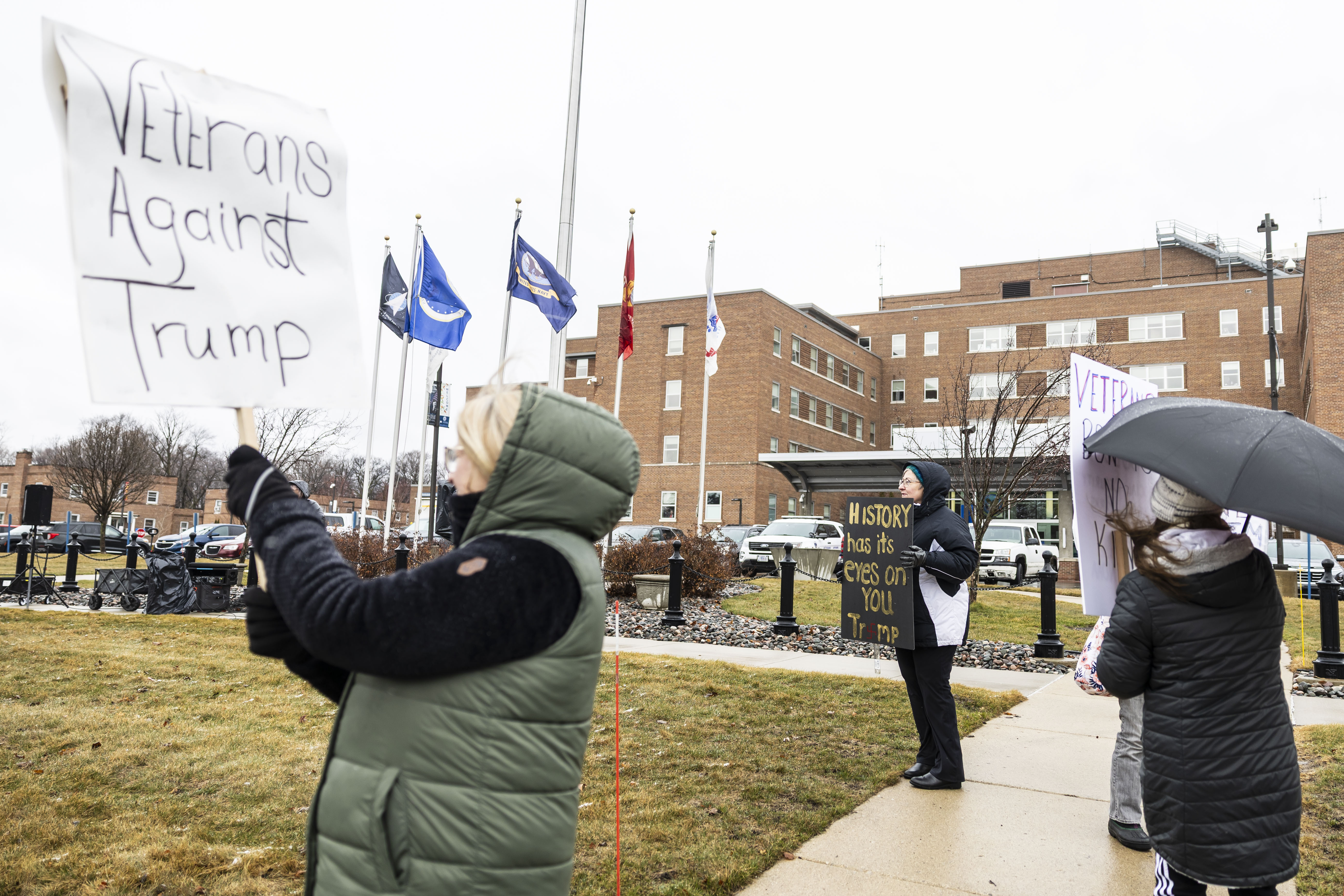 Protestors rally for veterans in front of Saginaw VA Hospital - mlive.com