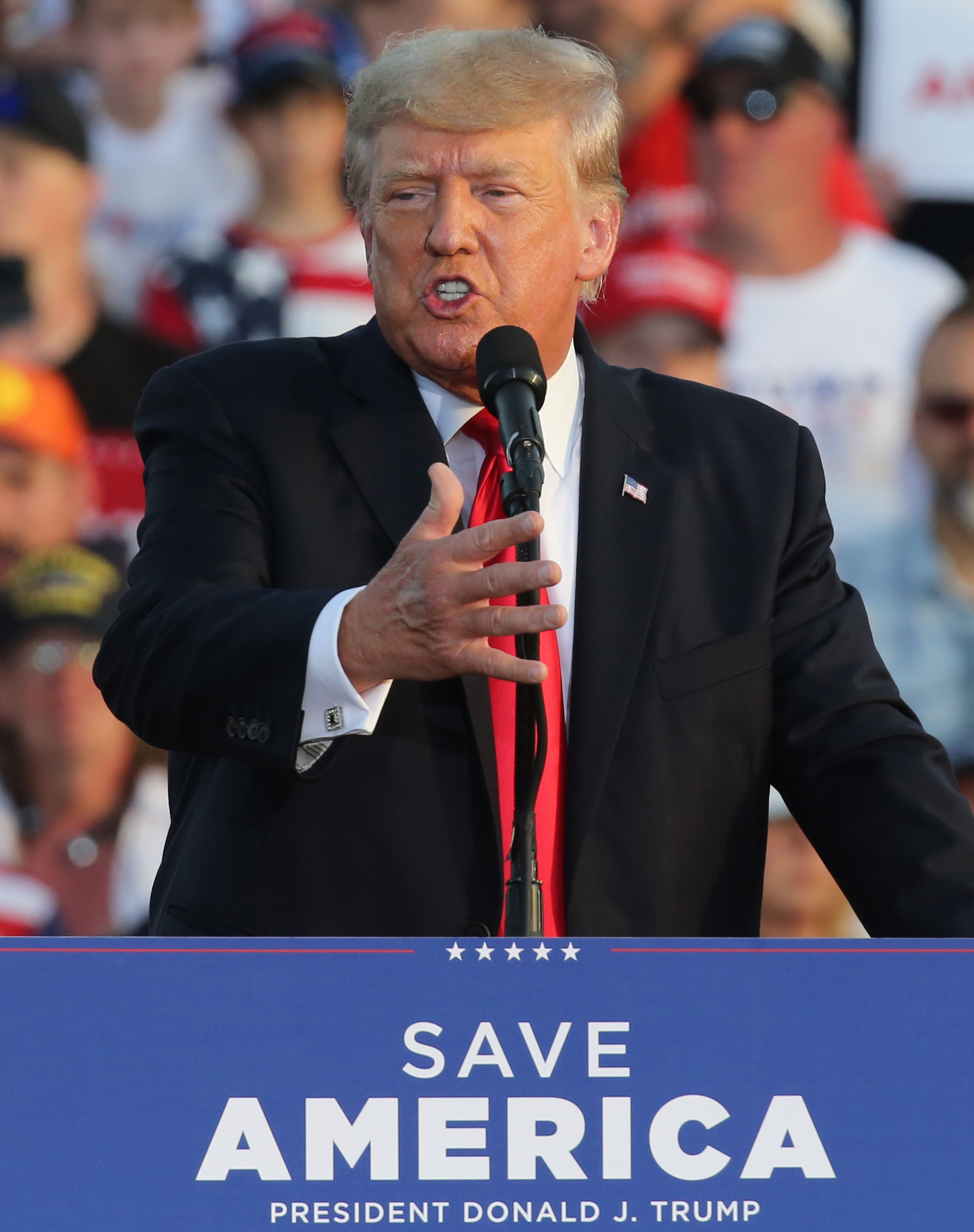 President Donald Trump holds first rally since leaving office at the ...