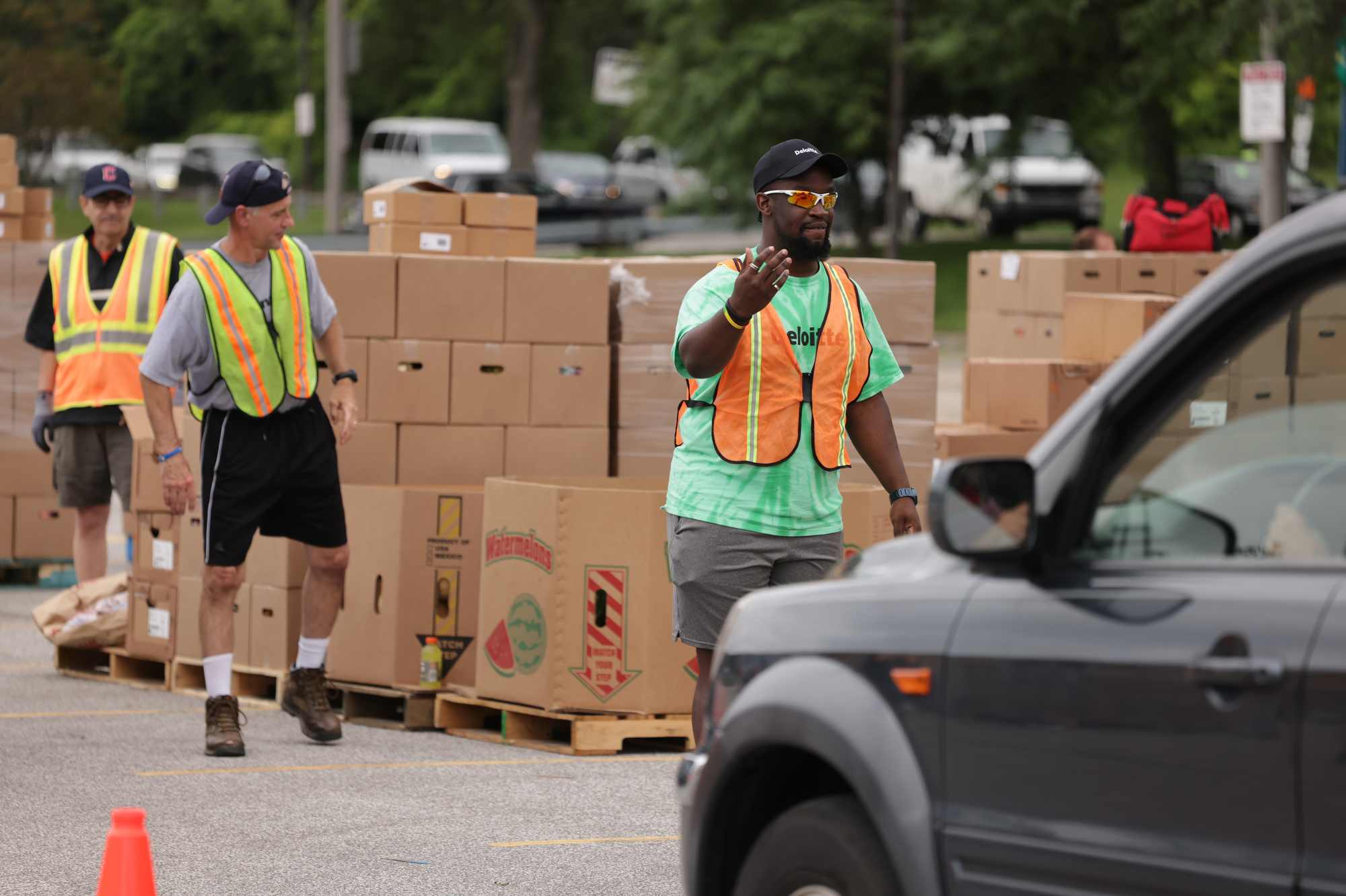Food bank food distribution at Muni lot - cleveland.com