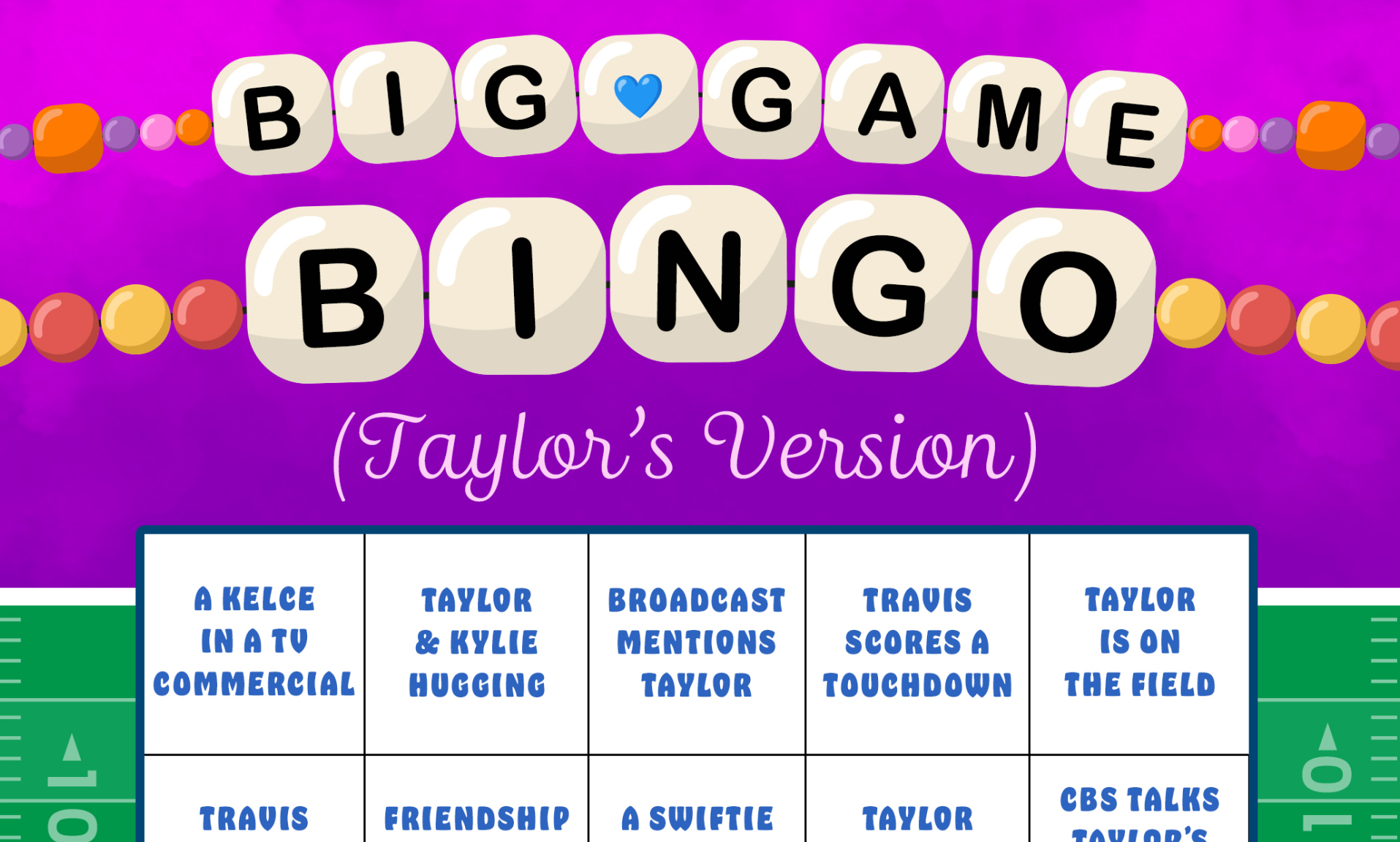 Taylor Swift-themed Super Bowl bingo cards are now available, courtesy ...