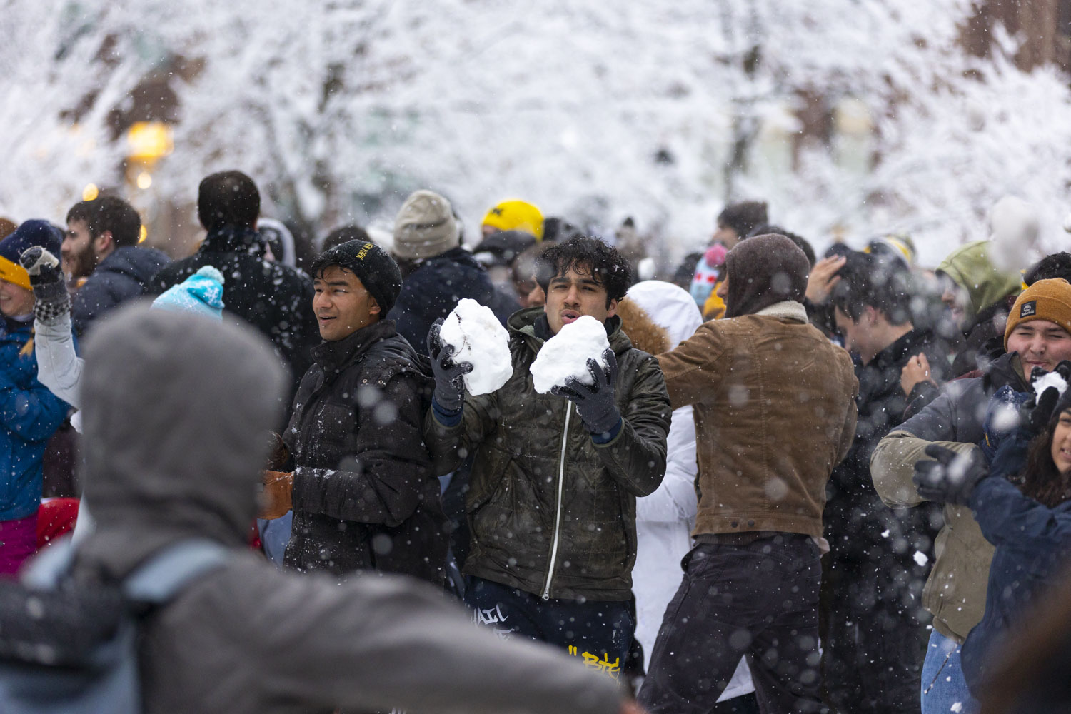 Scenes from a snowball fight at the University of Michigan Diag - mlive.com