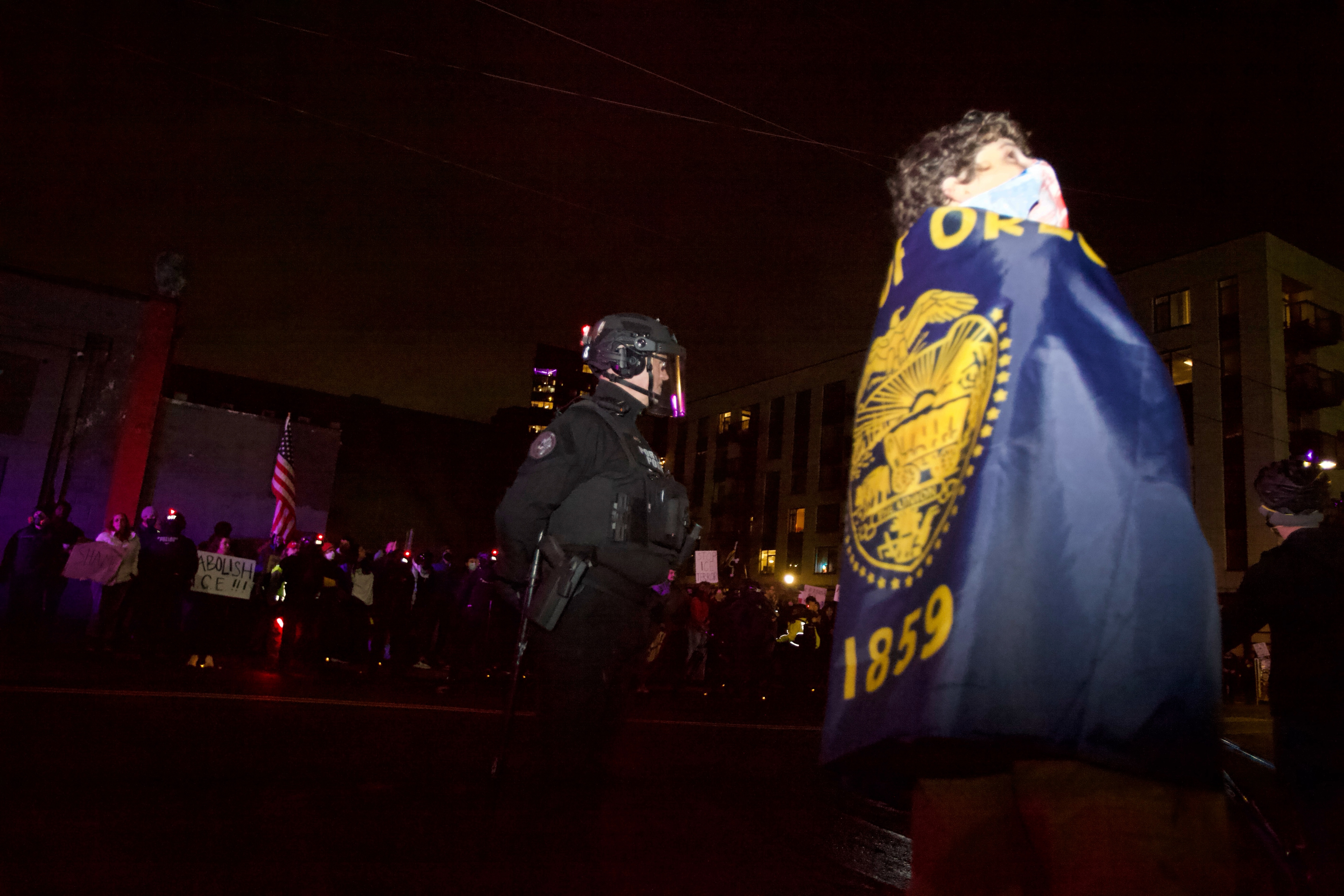 Portland Protest at ICE facility after 2 shot by Border Patrol ...