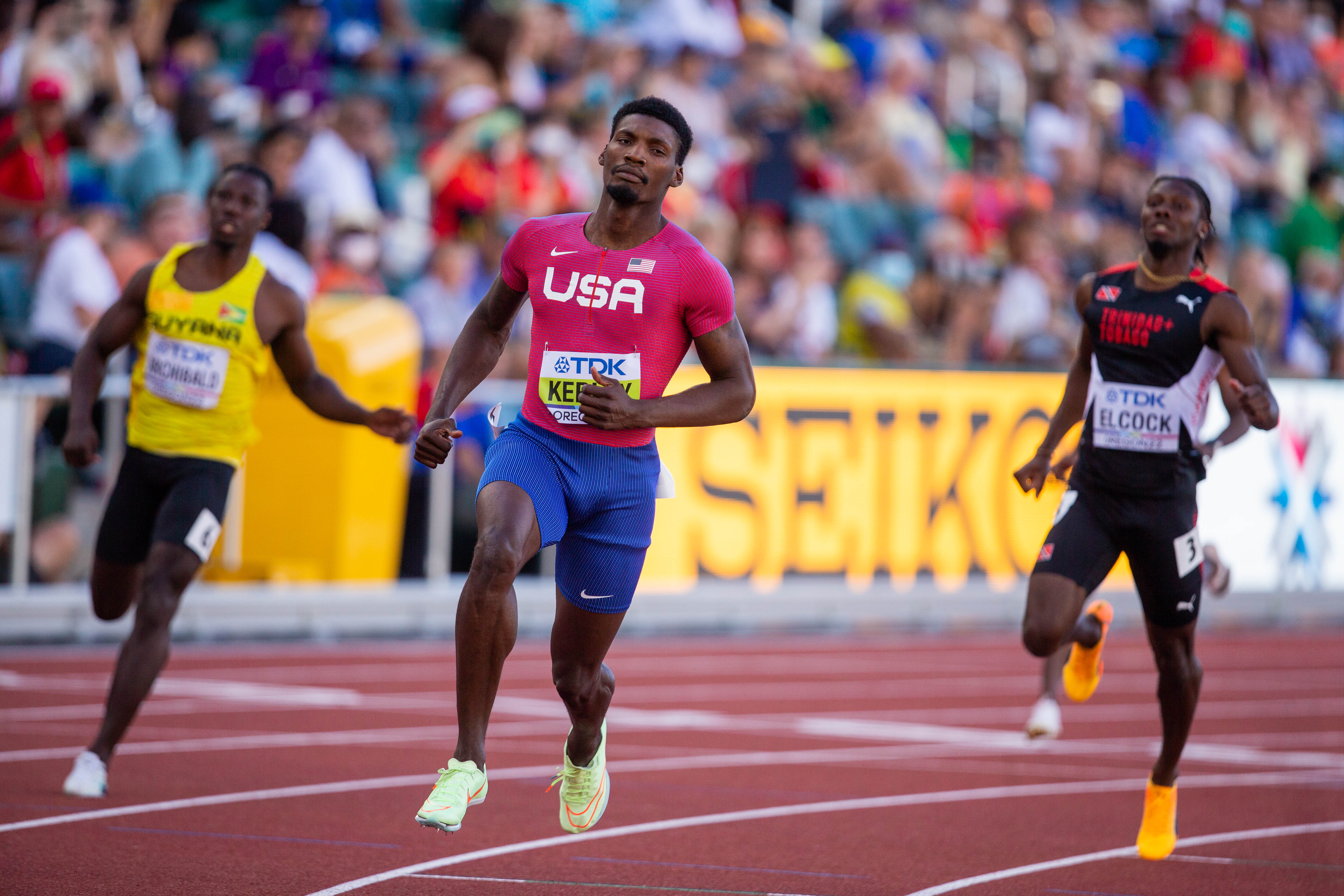 Fred Kerley Leads USA Sweep In Men s 100 meter Final At World Athletics