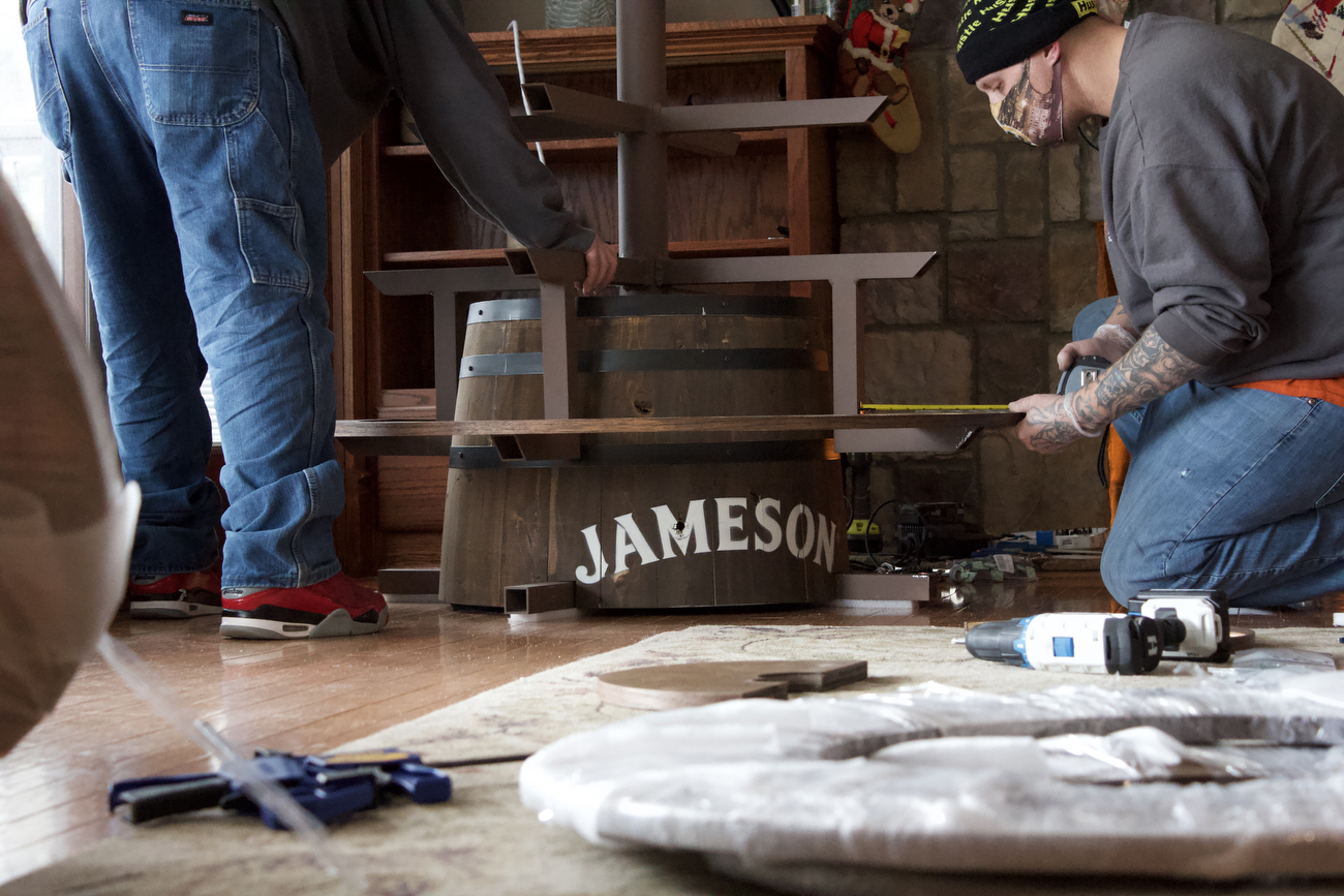Michigan daughter surprises father with 130-bottle Jameson Whiskey tree ...