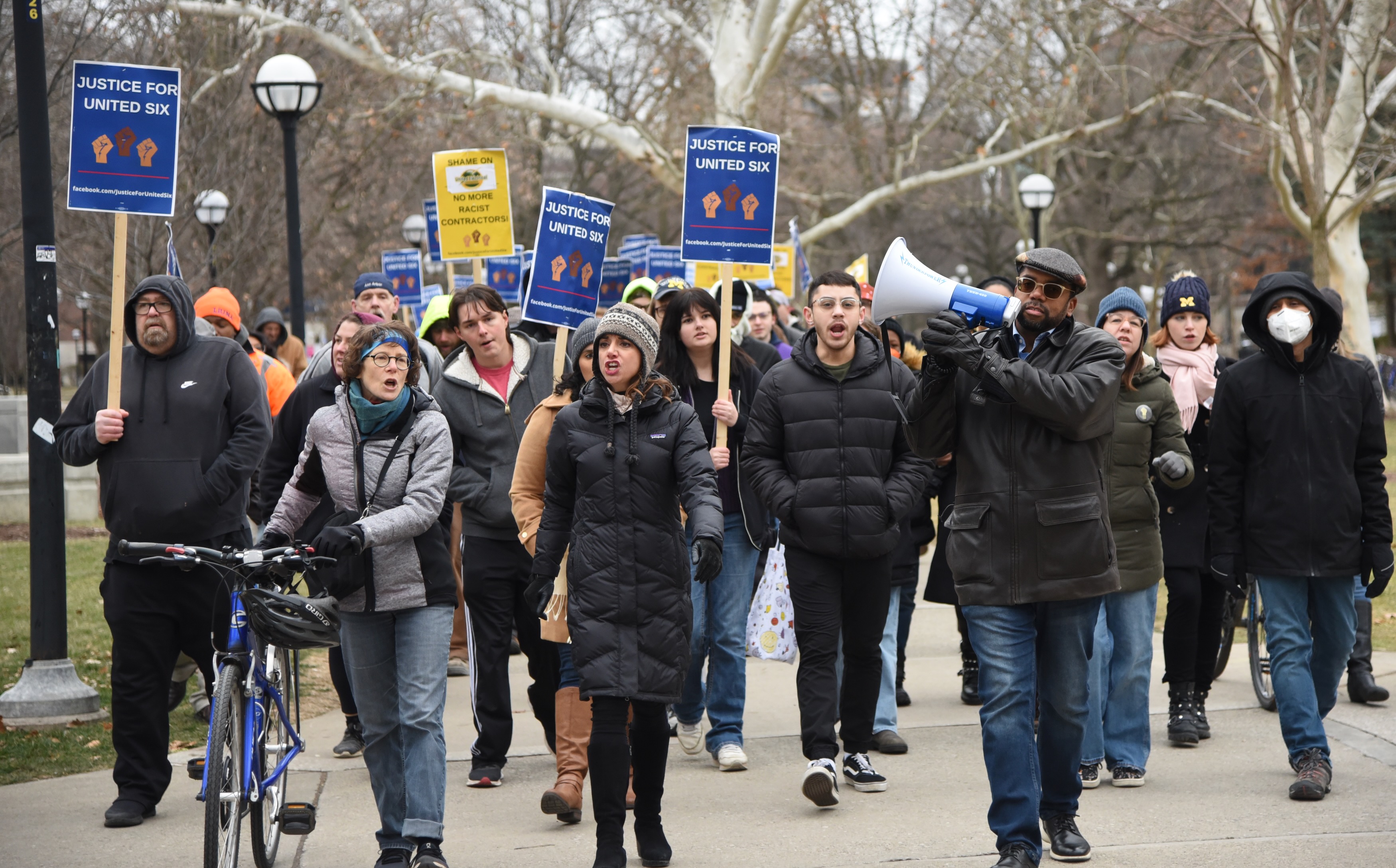 Anti-racism demonstration on Martin Luther King Jr. Day in downtown Ann ...
