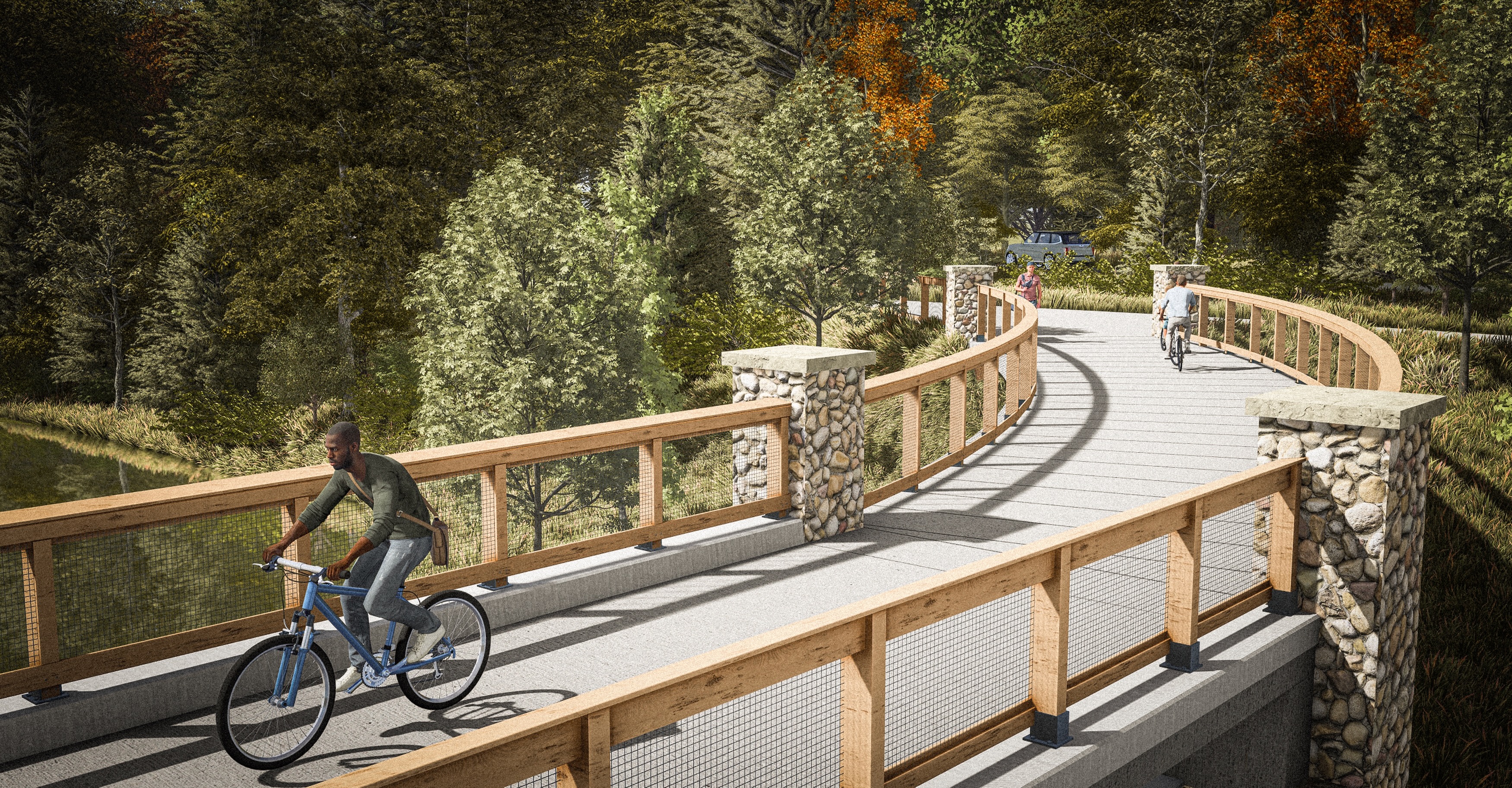 Design concept for new bridge into Barton Nature Area in Ann Arbor ...