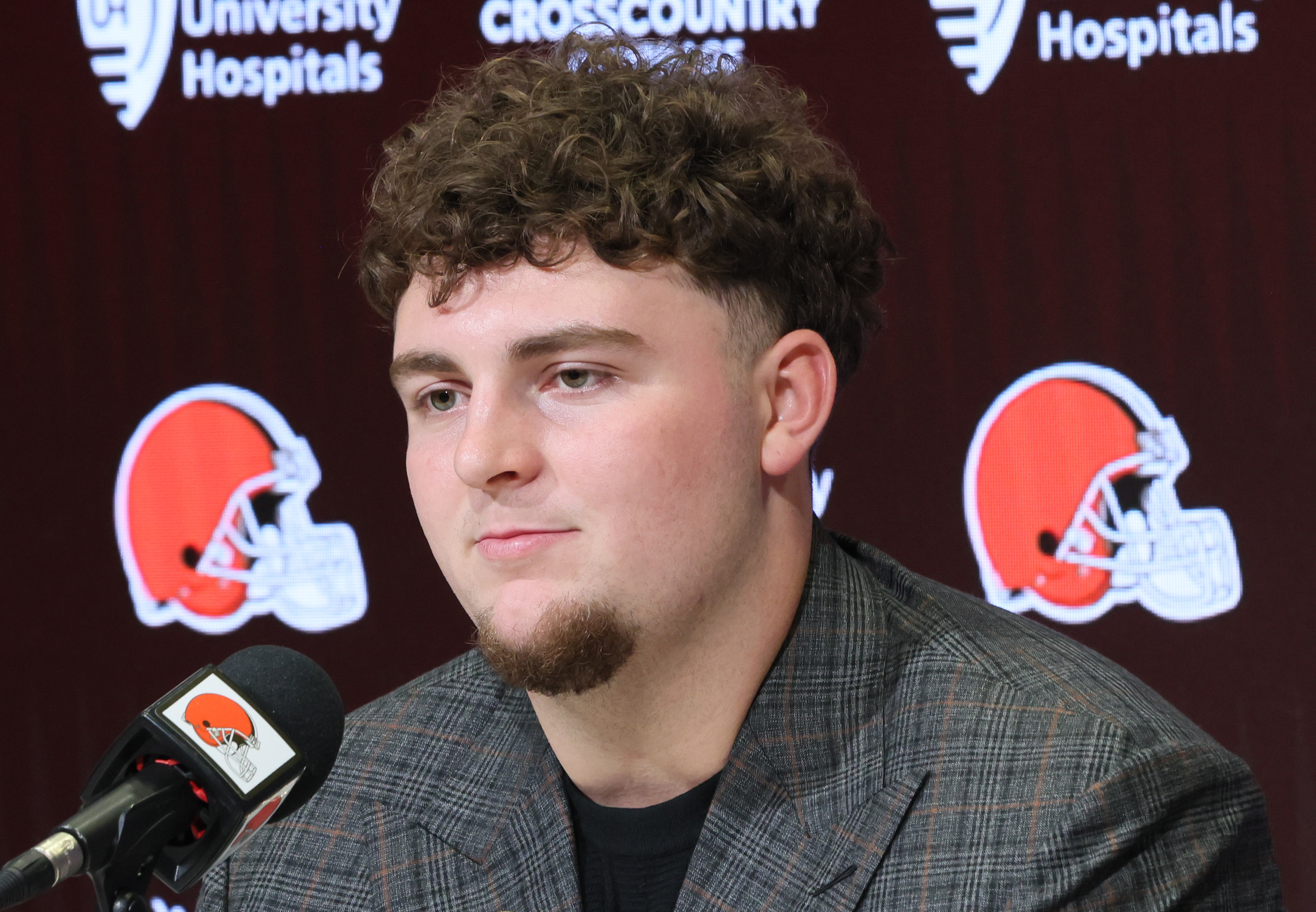 Cleveland Browns number one draft pick DT Mason Graham in Berea, April ...
