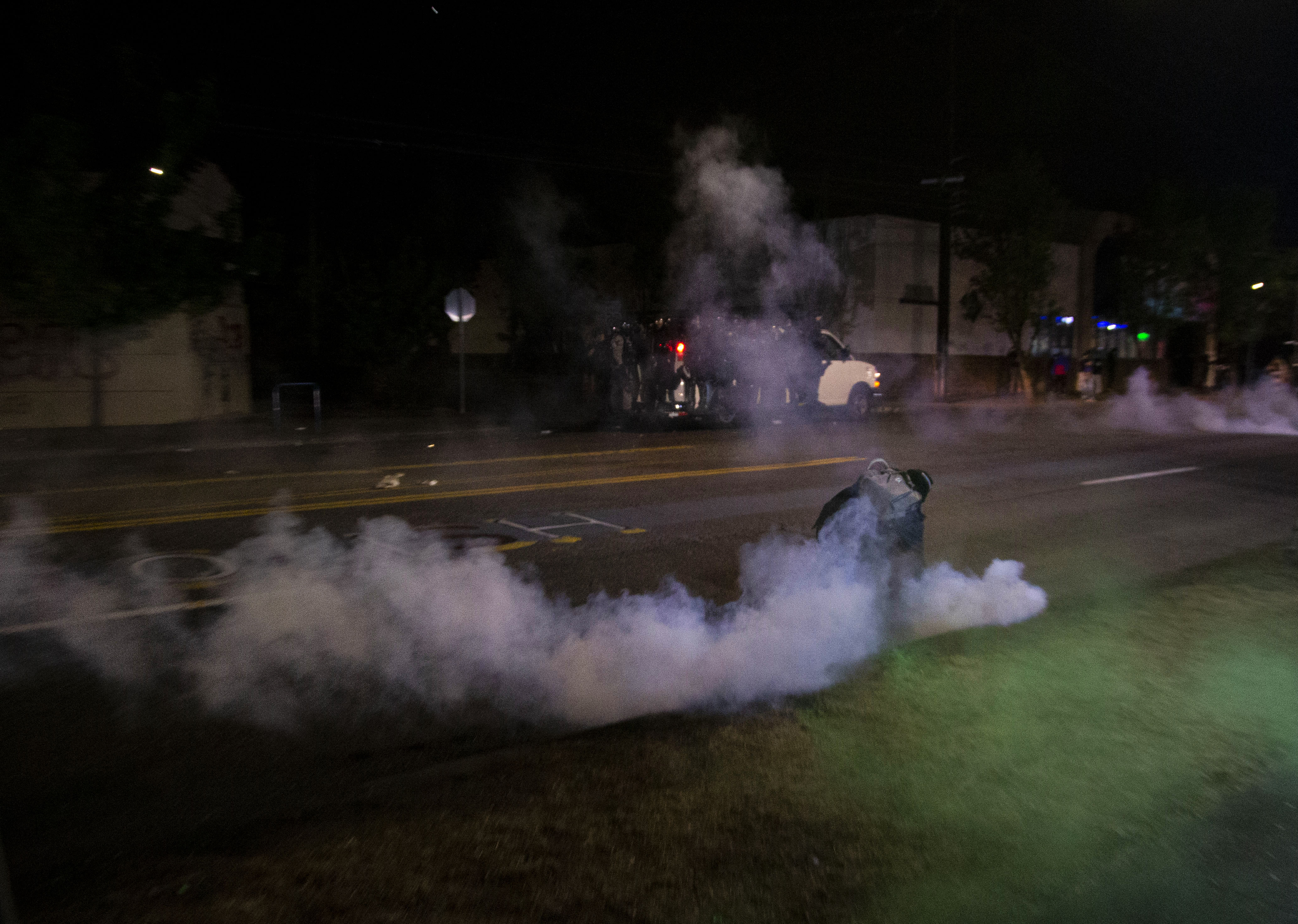 Riot declared as fire set outside Portland police union headquarters ...