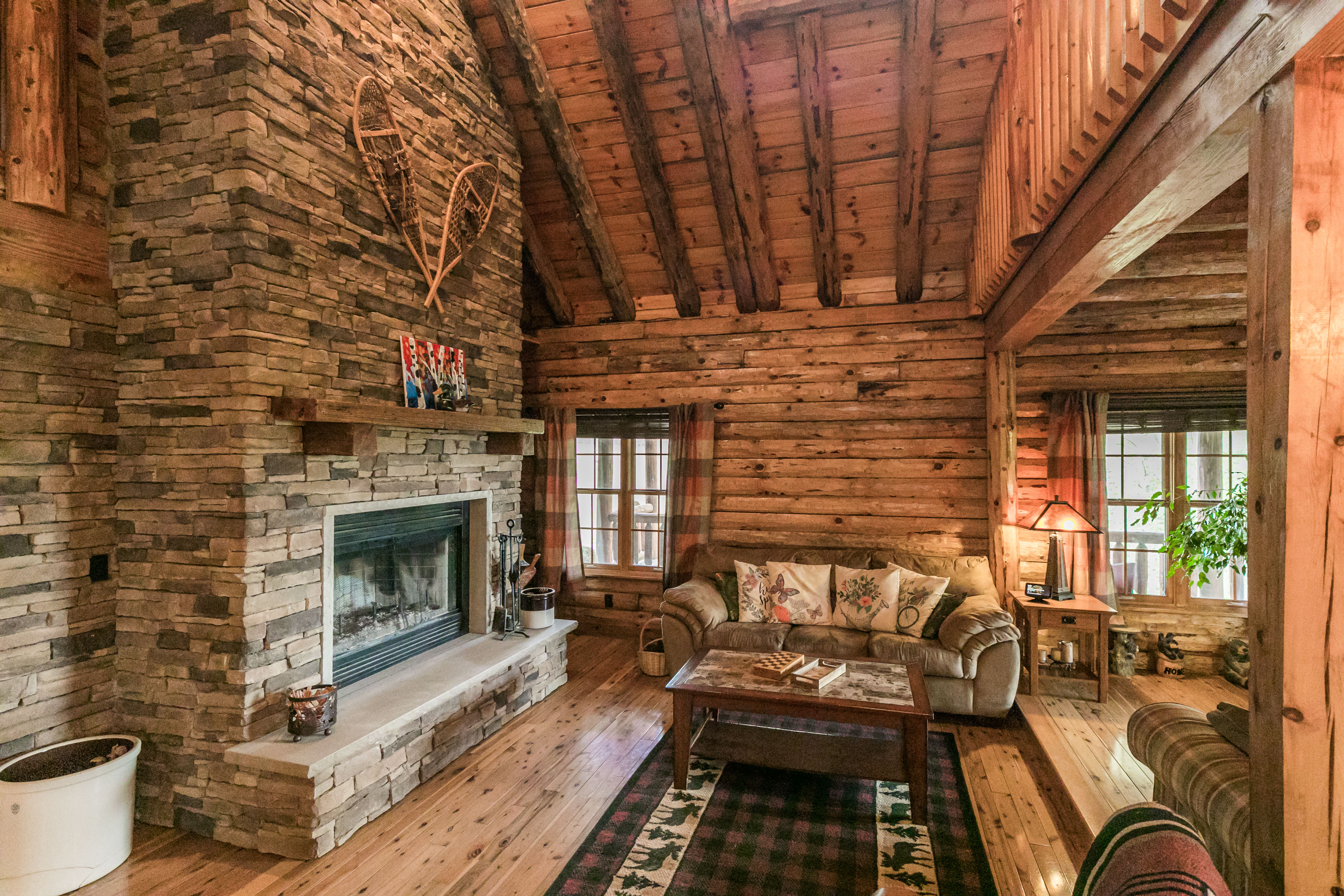 Beautiful LaFayette Adirondack-lodge-style log home sits peacefully on ...