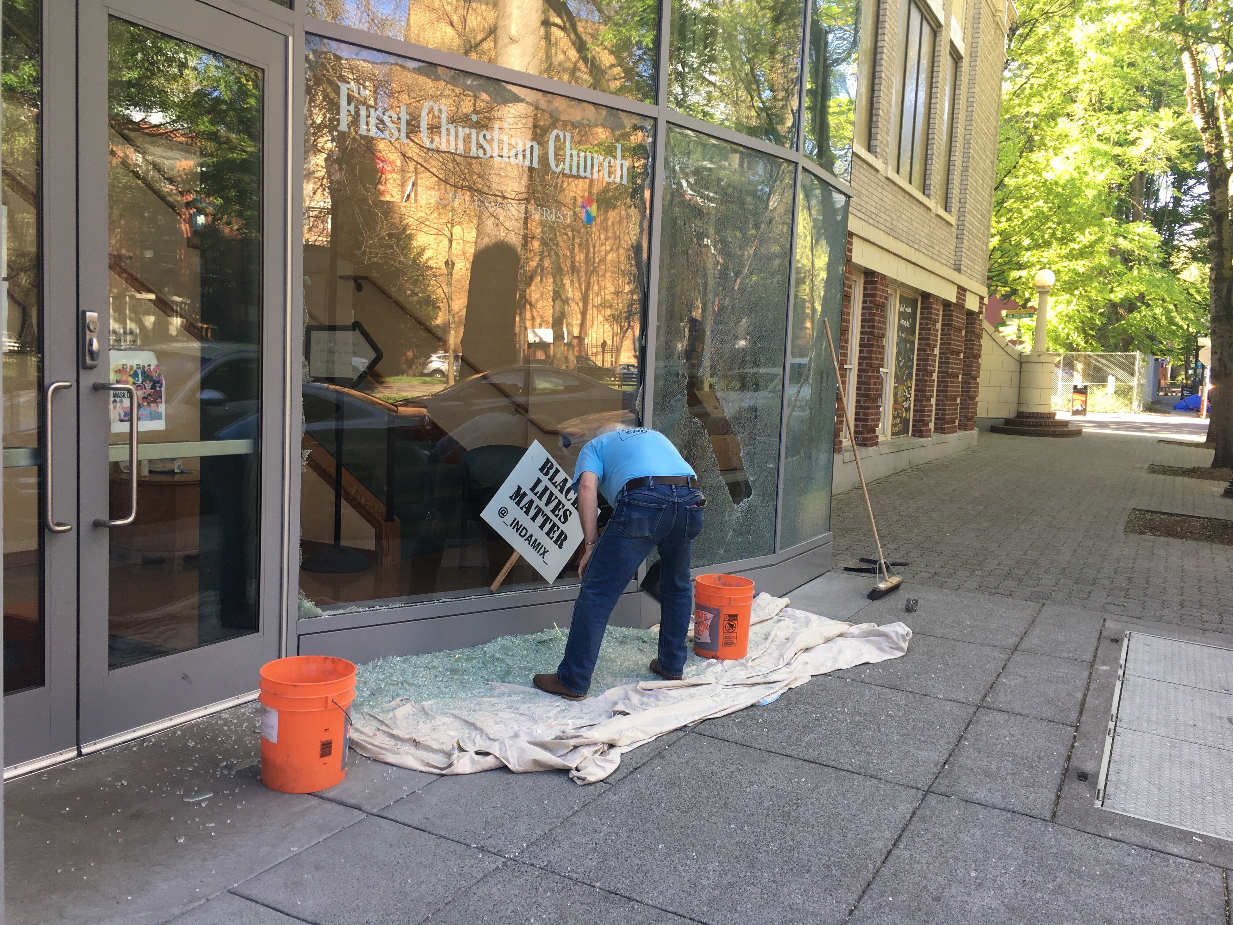 Damage from April 16, 2021, protest in downtown Portland - oregonlive.com