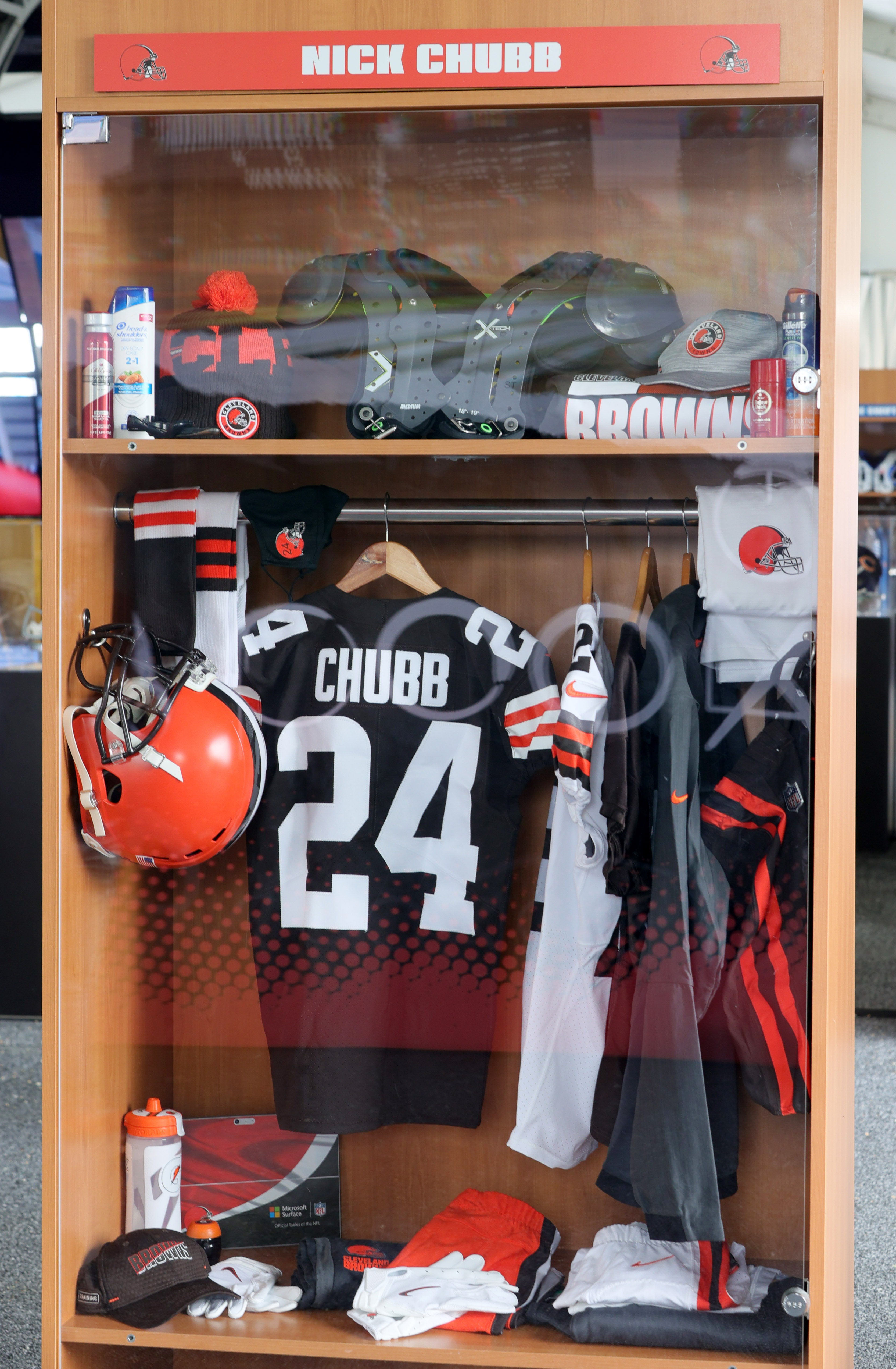 A look in the 2021 NFL Draft compound in Cleveland, April 28, 2021 ...