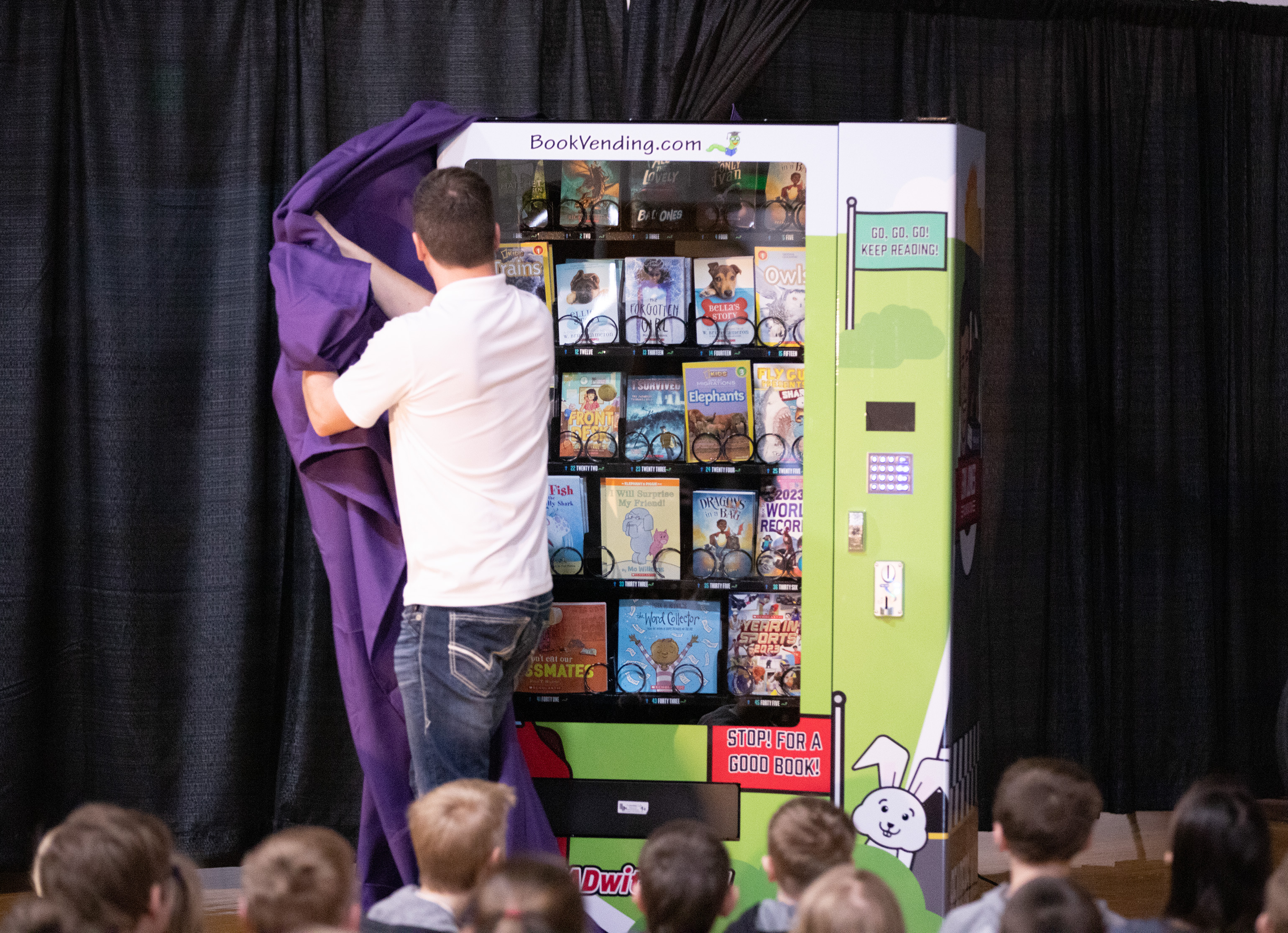 NASCAR driver donates book vending machine to hometown elementary ...