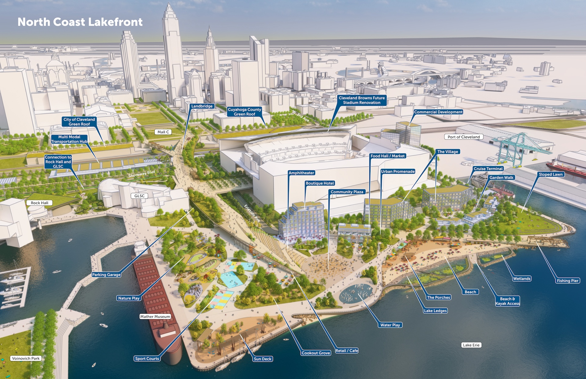 Latest plans for downtown Cleveland lakefront at 60% completion ...