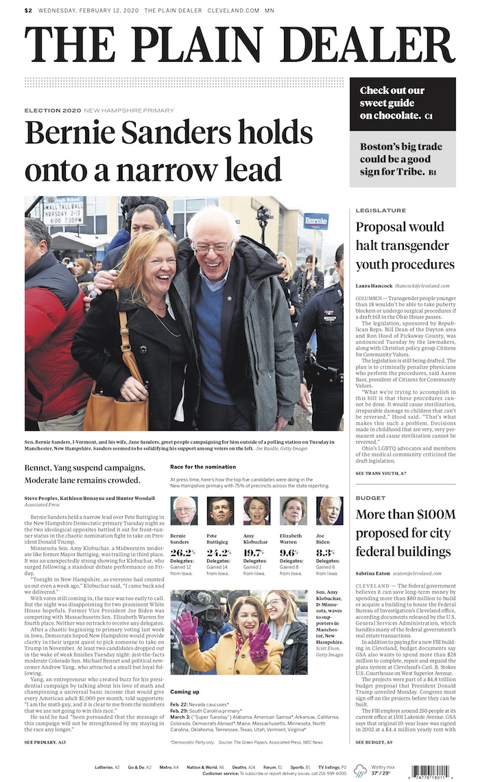 2020 Plain Dealer front page images - cleveland.com
