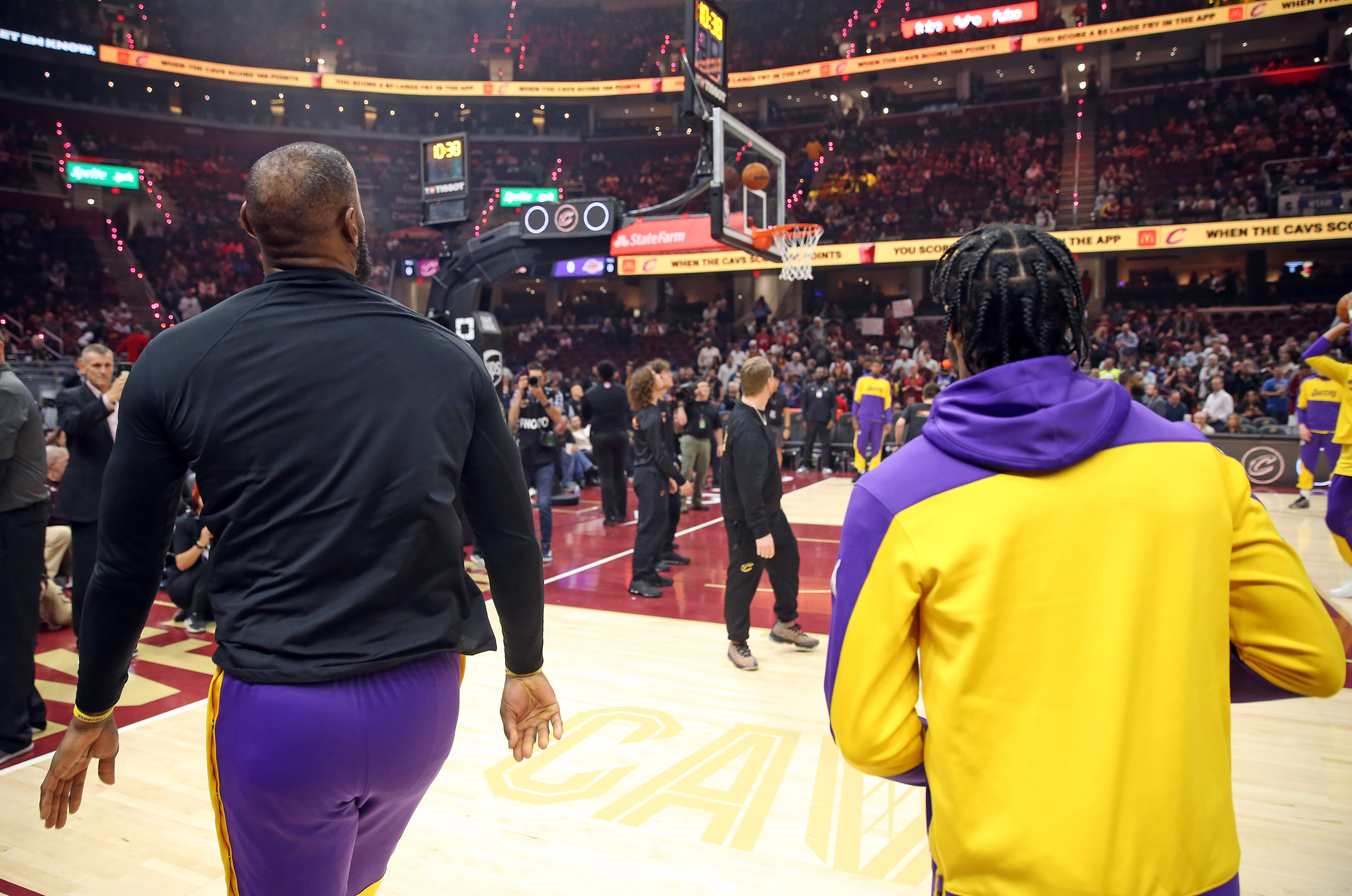 Los Angeles Lakers father/son duo LeBron and Bronny James welcomed to Cleveland, October 30 ...