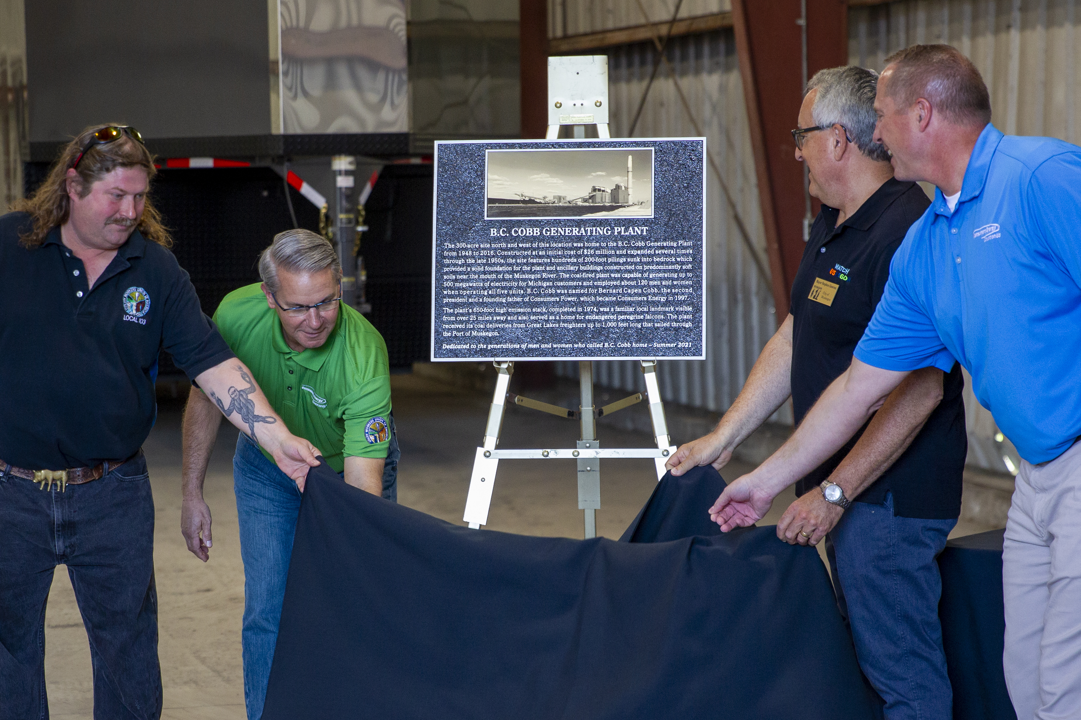 Memorial plaque honors those who operated the B.C. Cobb Power Plant ...