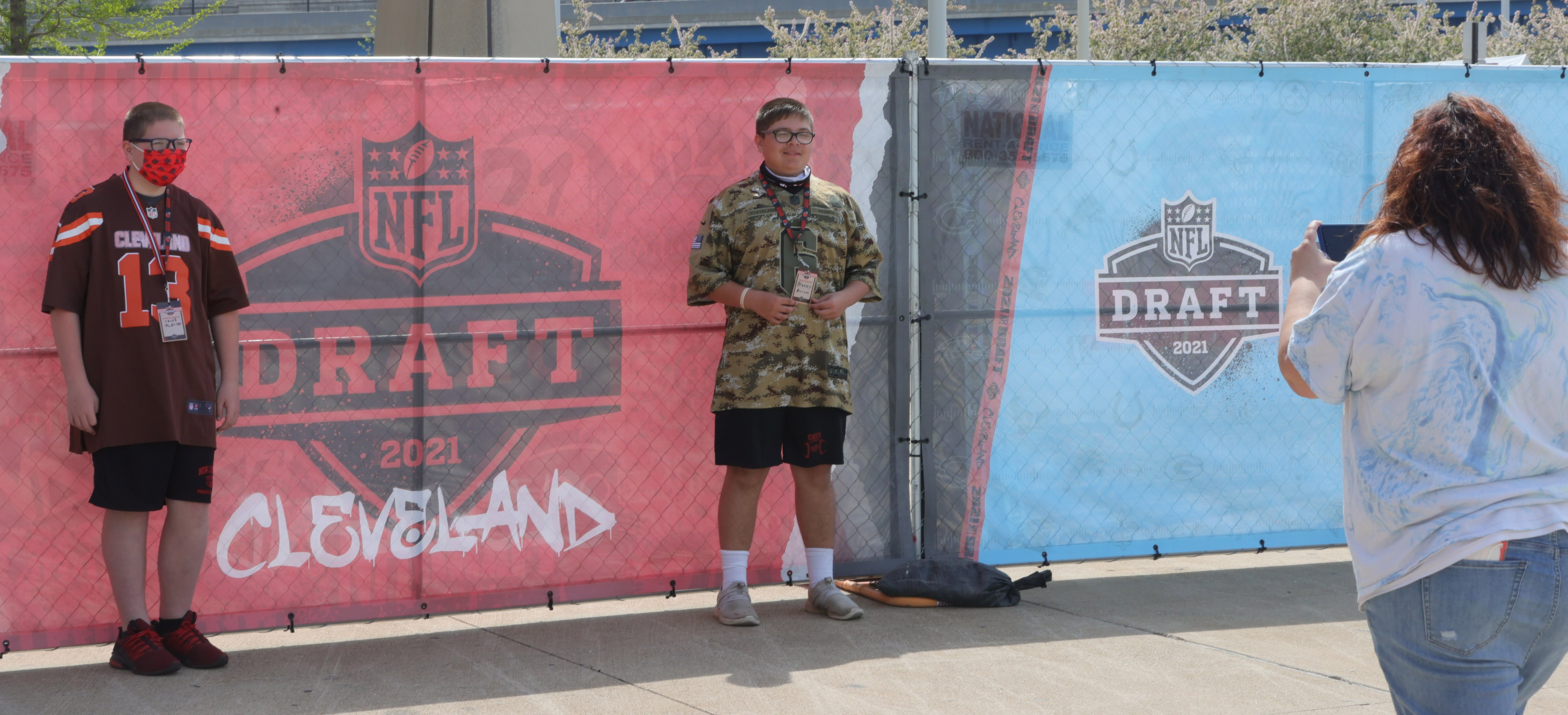 A look in the 2021 NFL Draft compound in Cleveland, April 28, 2021 ...