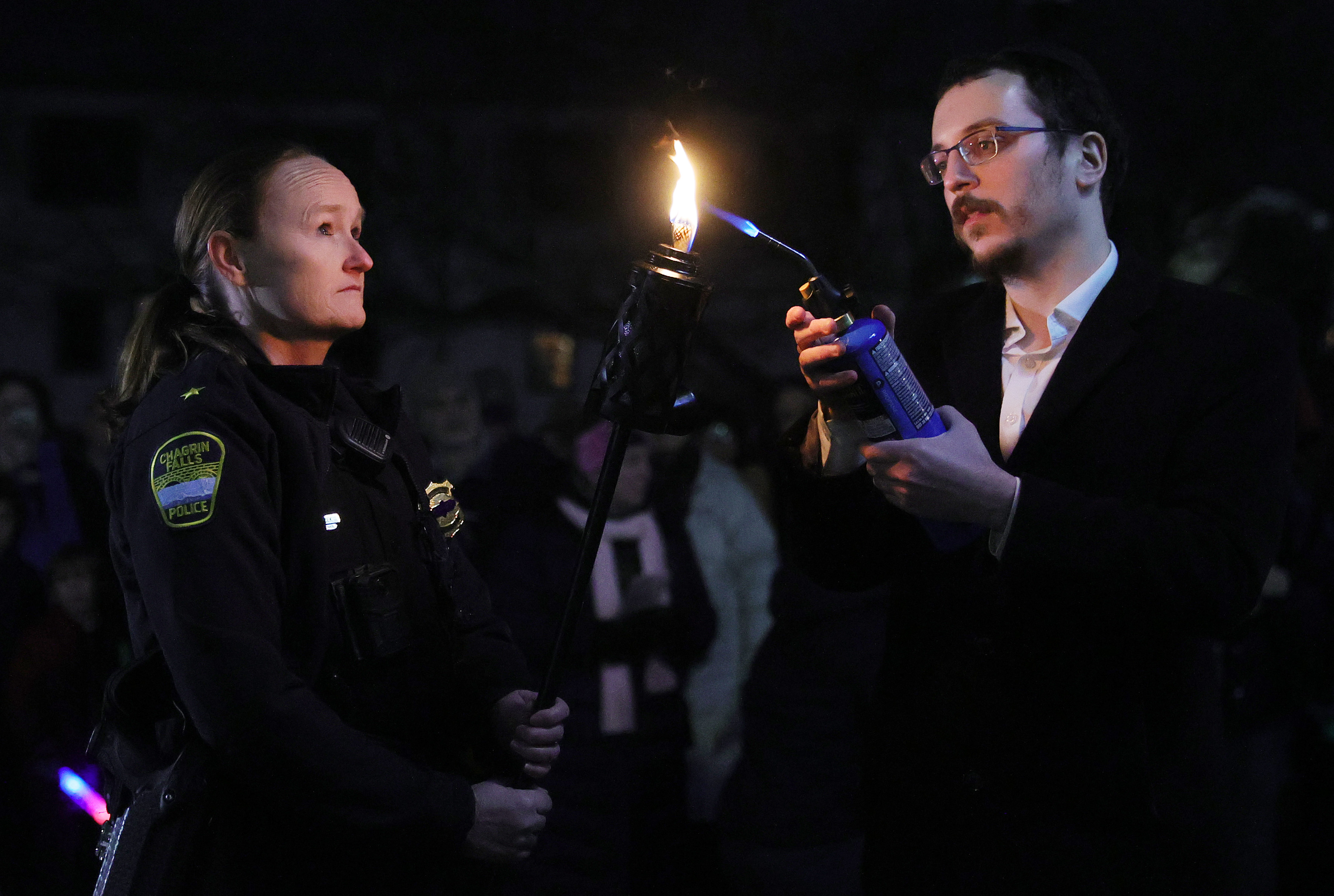 Hanukkah celebration with the menorah lighting in Chagrin Falls ...