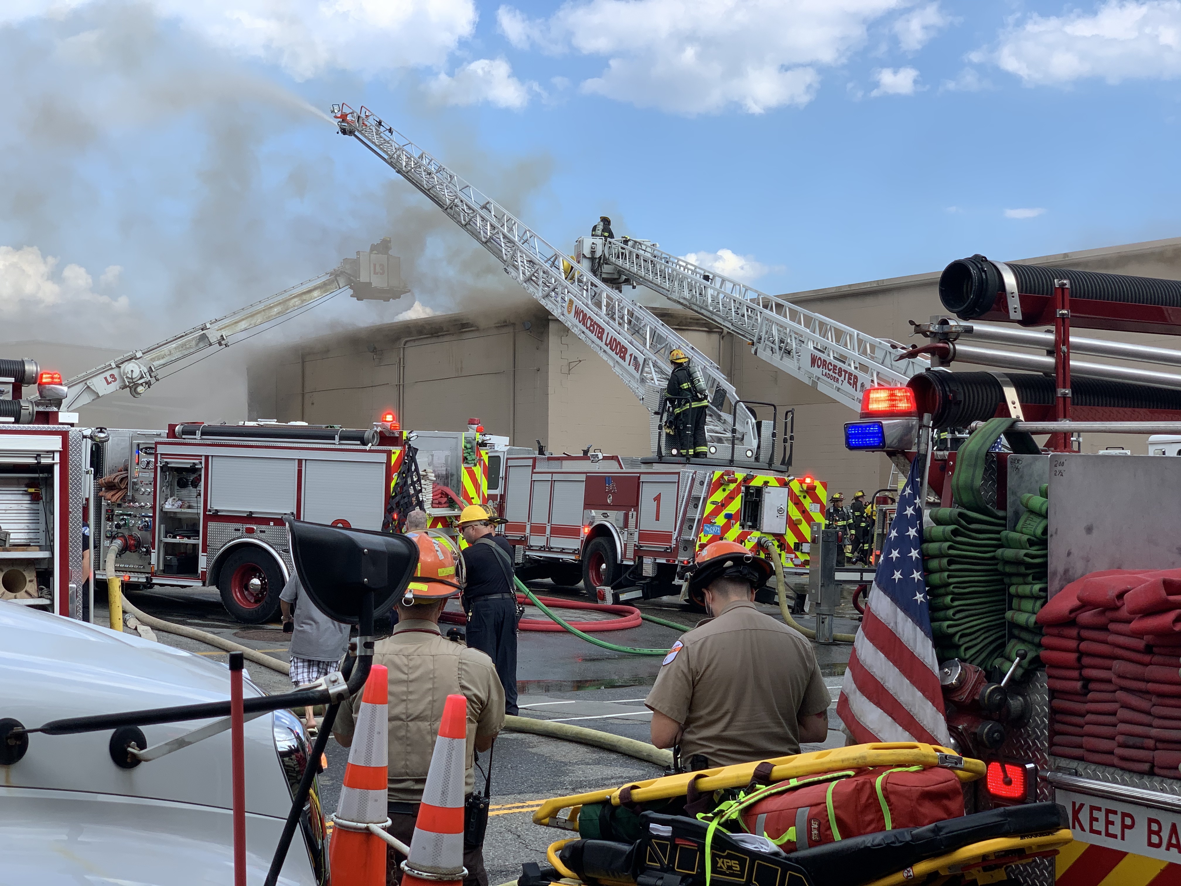 Firefighters battle blaze at cold storage building in Worcester ...
