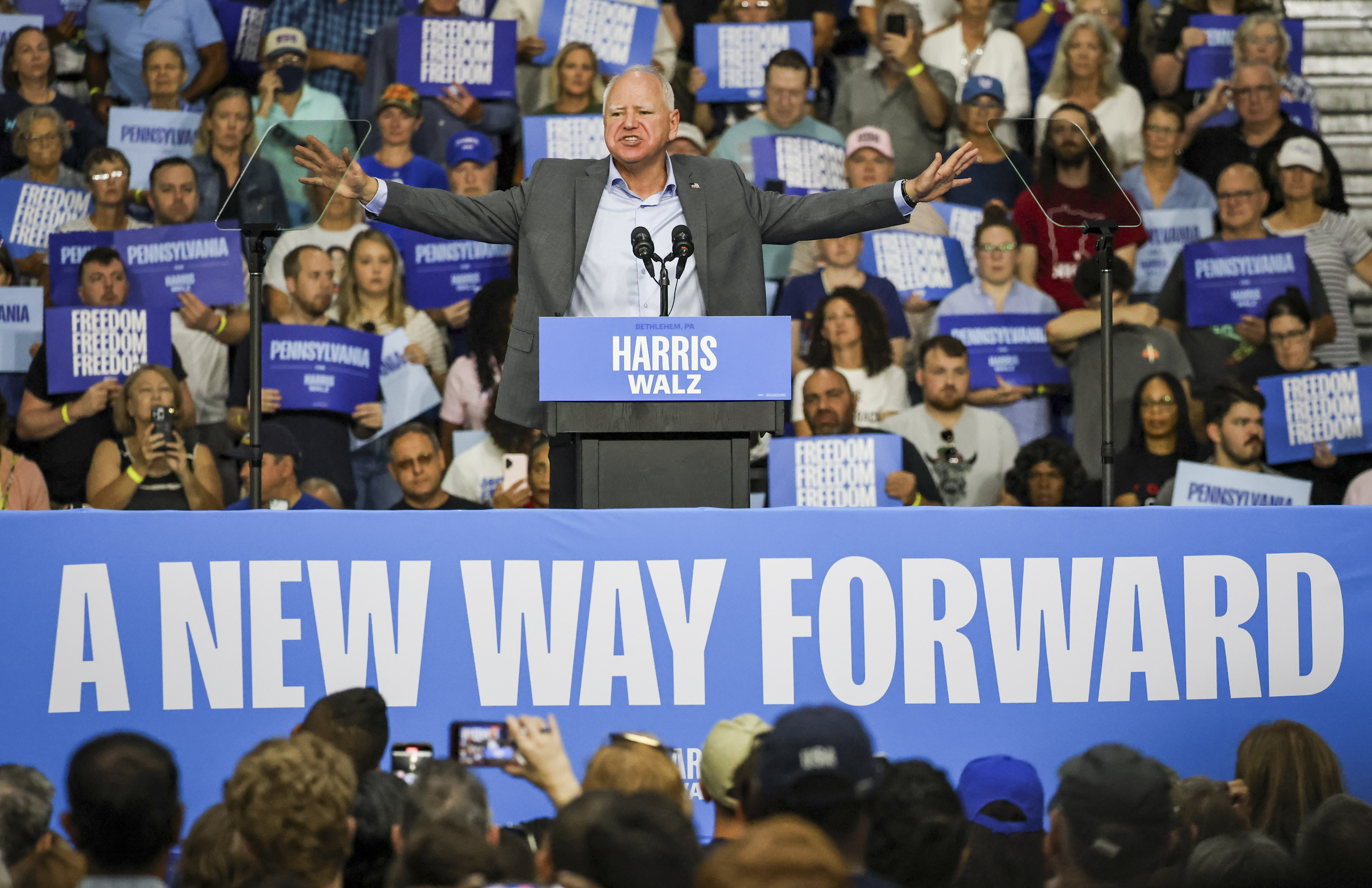 Democratic vice presidential nominee Tim Walz visits the Lehigh Valley ...