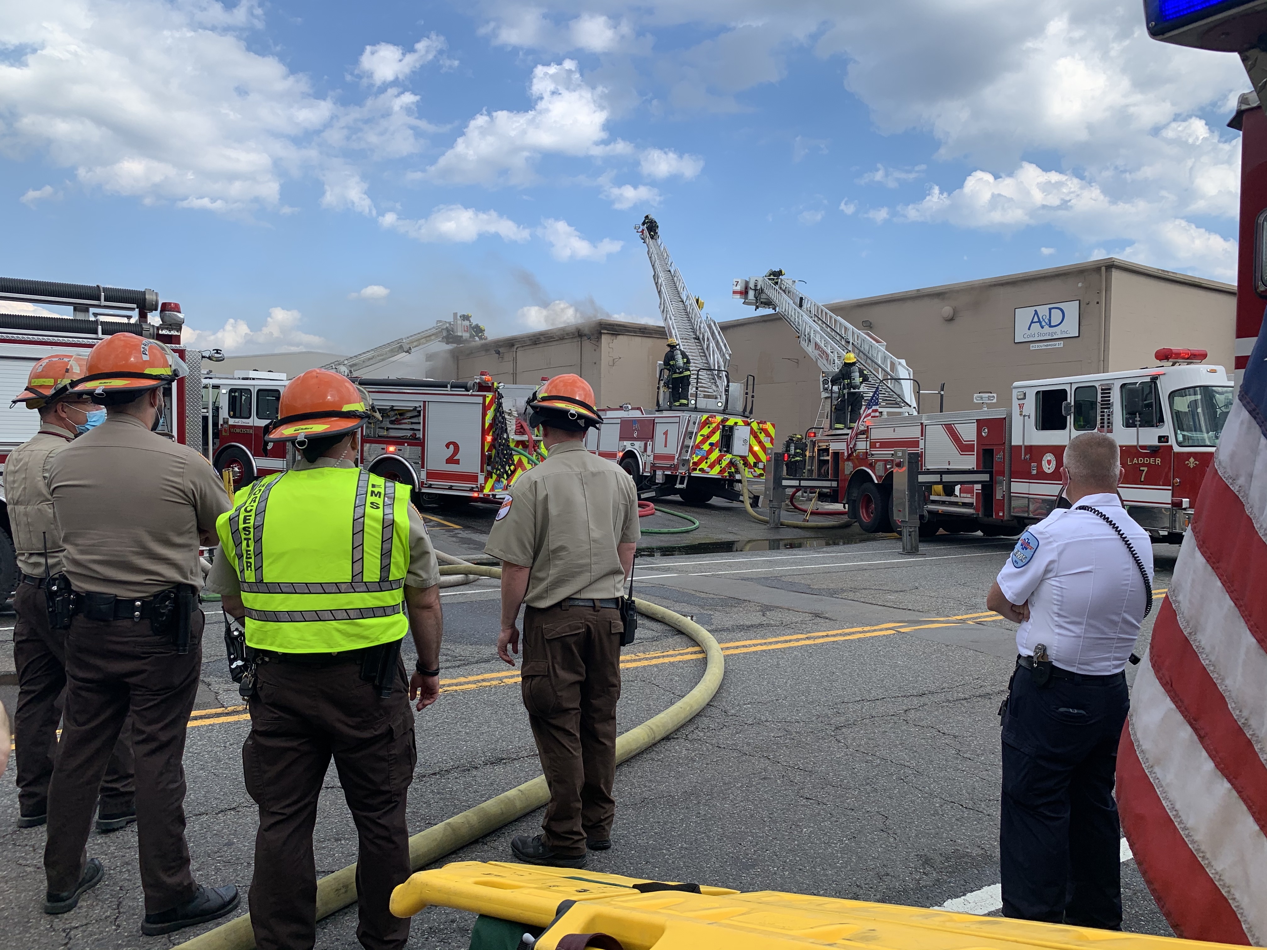 Firefighters battle blaze at cold storage building in Worcester ...