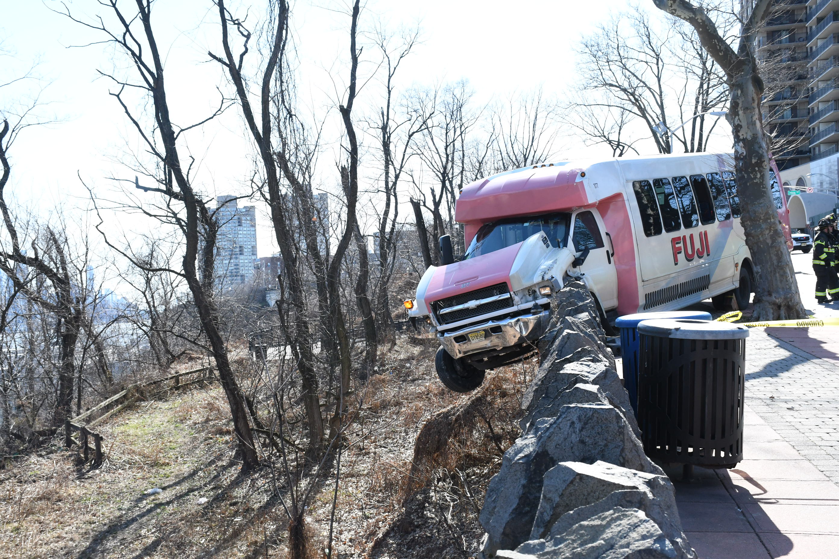 Jitney bus hangs over cliff after North Bergen crash, March 7, 2023 ...