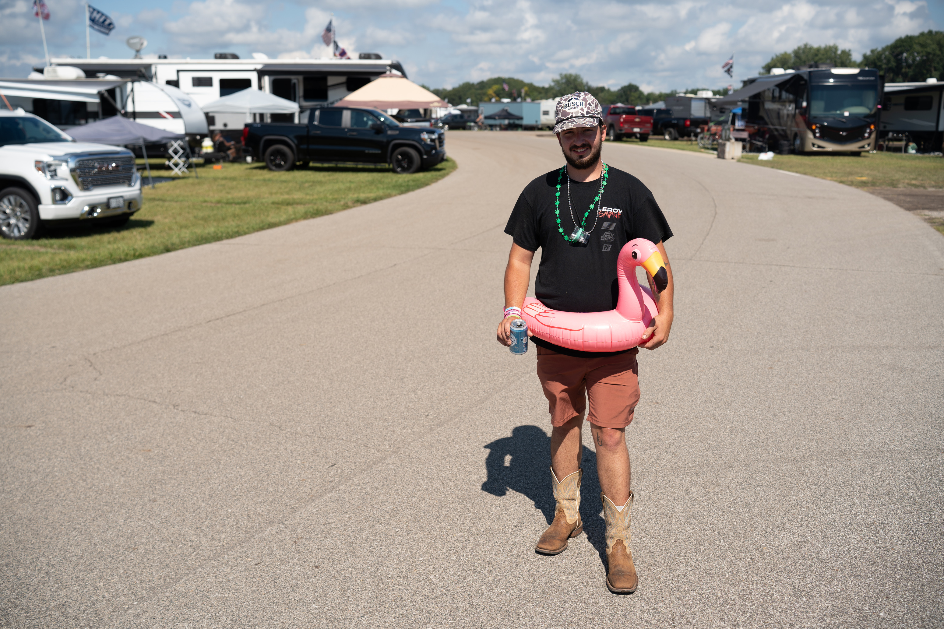 Day and night inside the infield at Michigan International Speedway ...