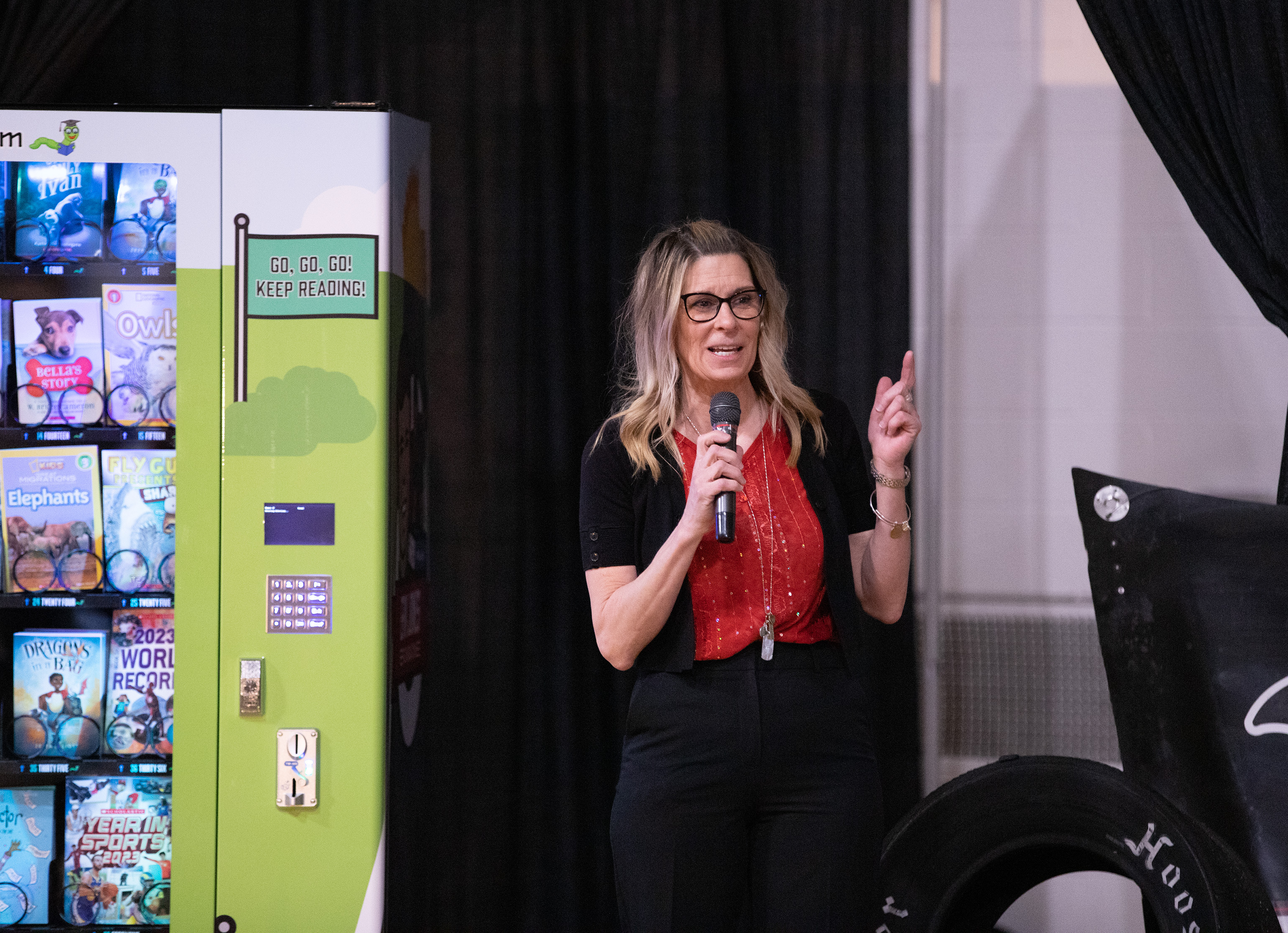 NASCAR driver donates book vending machine to hometown elementary ...
