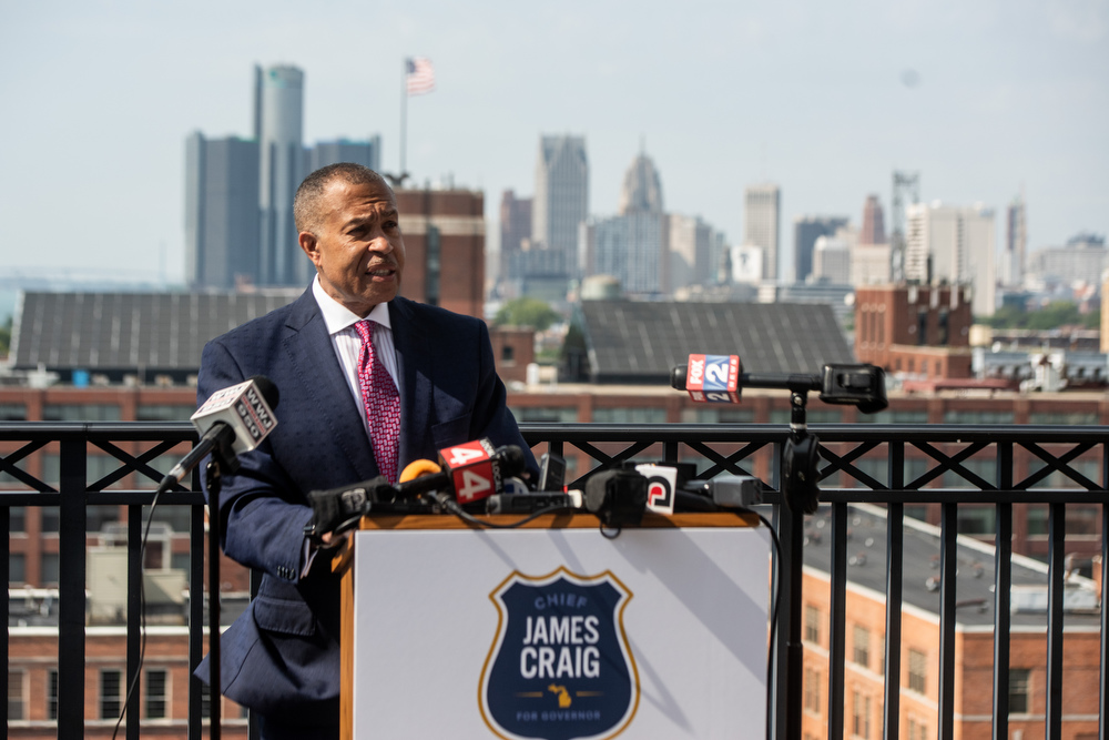 Former Detroit Police Chief James Craig press conference announcing ...