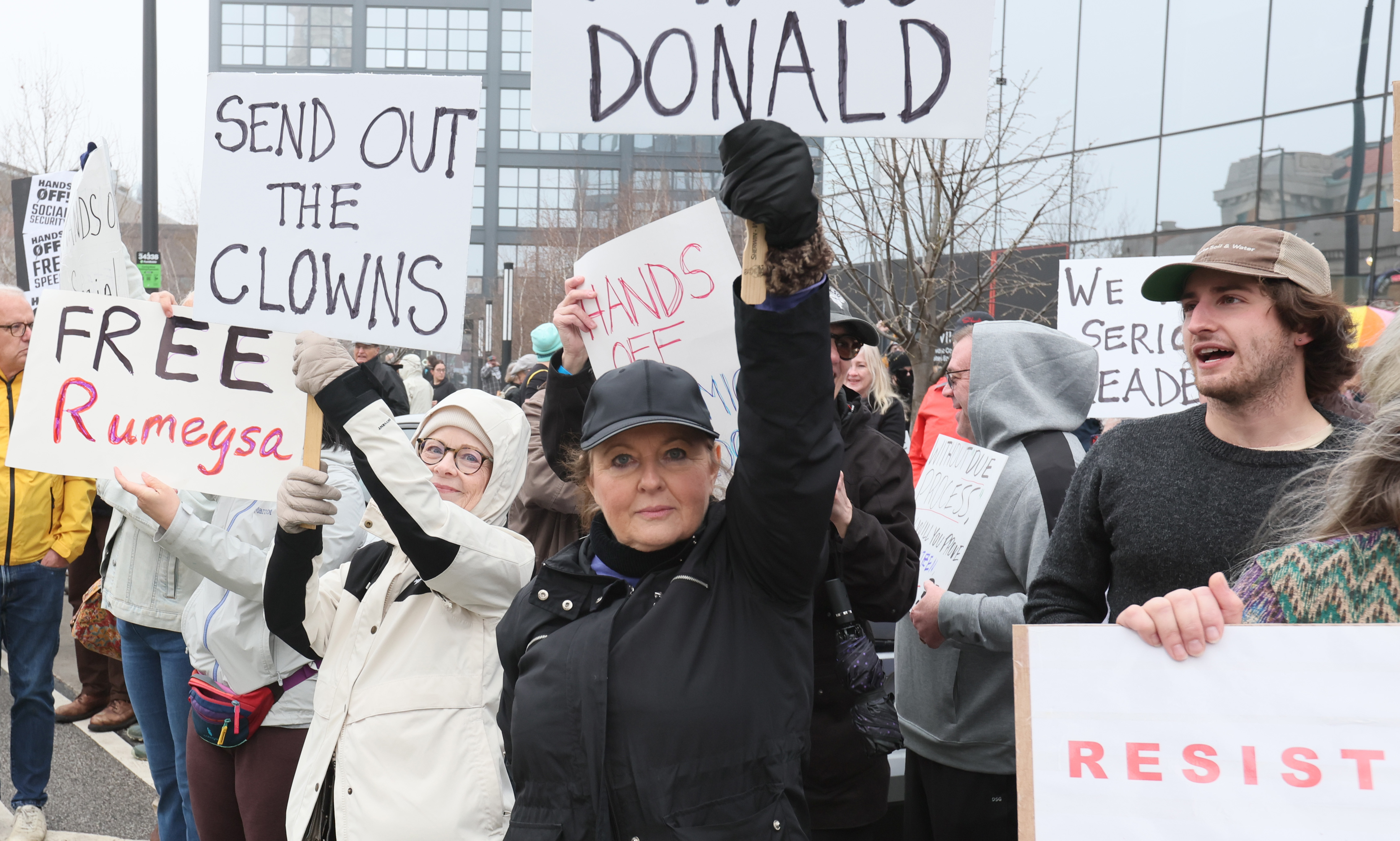 "Hands Off" protest against President Trump policies at West Side ...