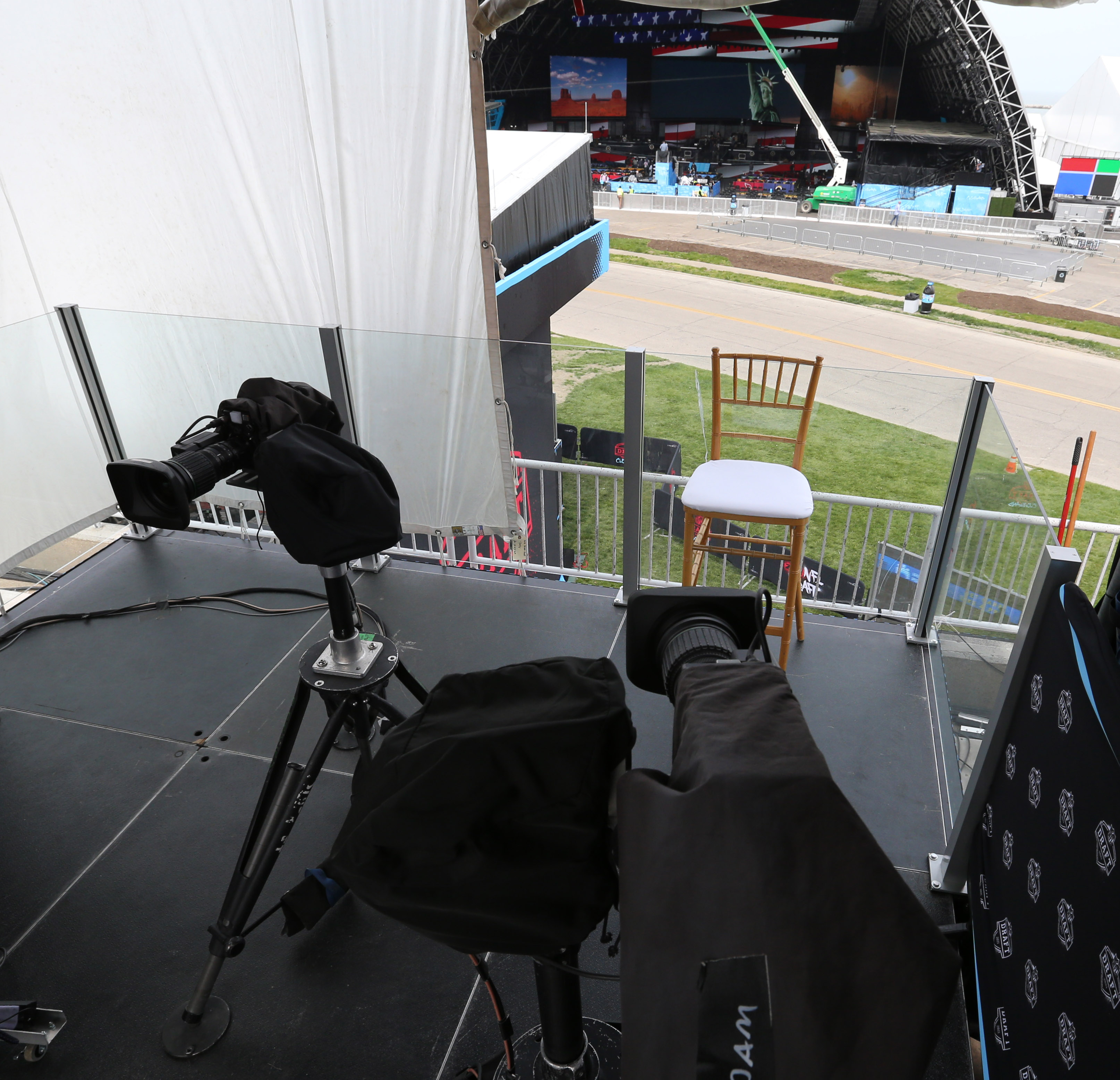 A look in the 2021 NFL Draft compound in Cleveland, April 28, 2021 ...