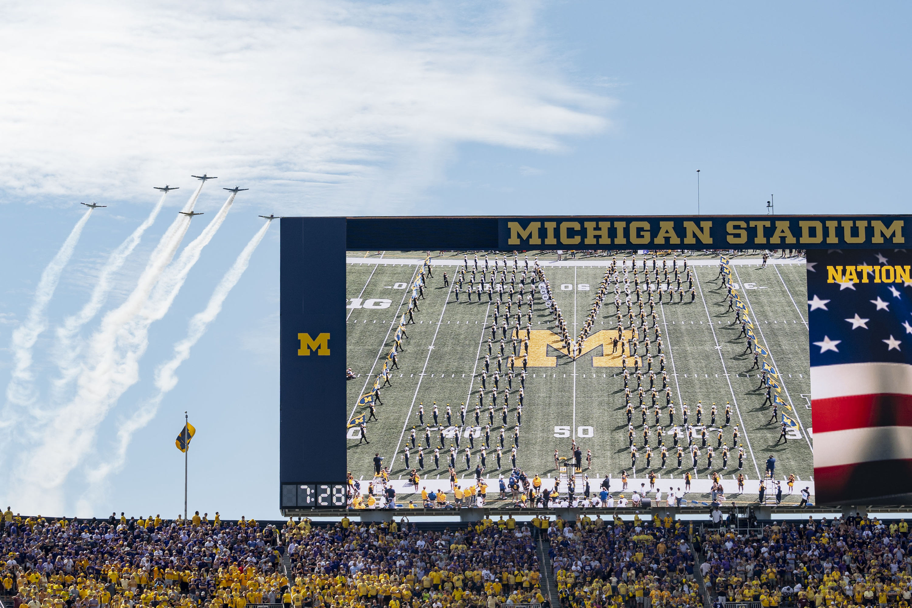 New scoreboards and LED lighting illuminate first Michigan home game of ...