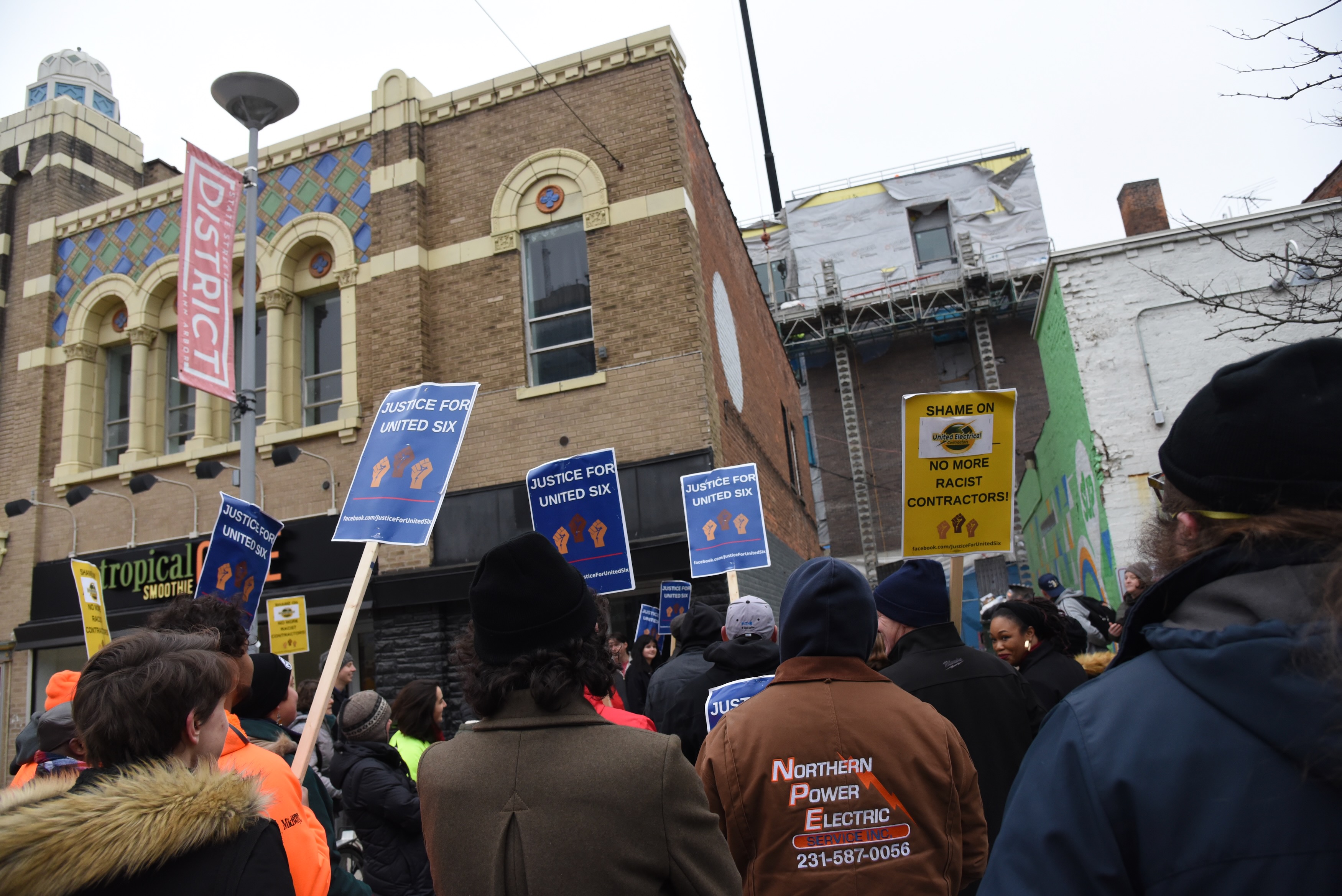 Anti-racism demonstration on Martin Luther King Jr. Day in downtown Ann ...