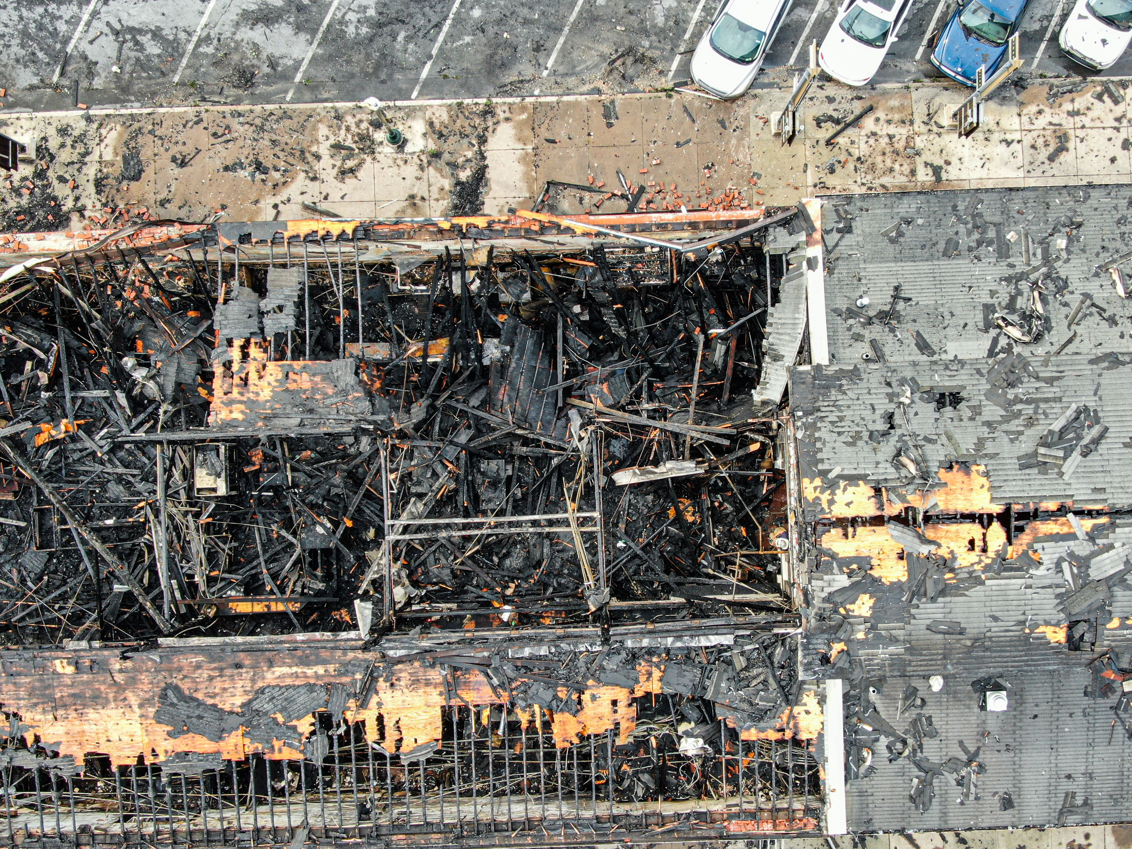 A drone's eye view of the aftermath from fire at the Broad Street ...