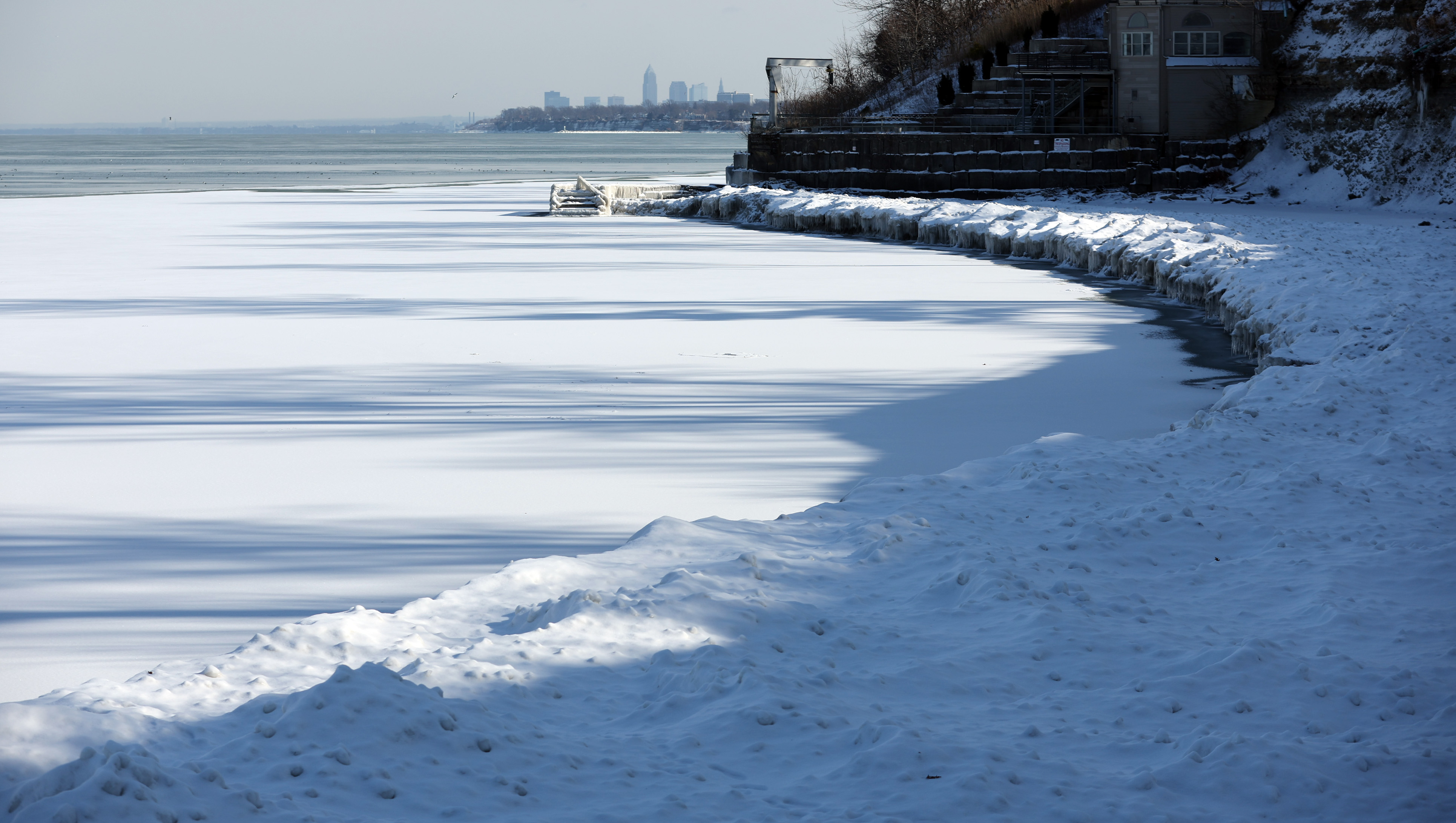 Winter ice formations along the shore of Lake Erie, January 21, 2026 ...