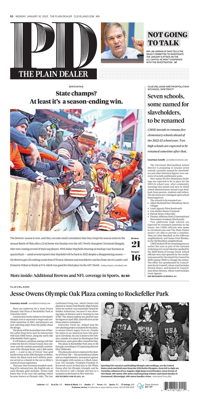 2022 Plain Dealer front page images - cleveland.com