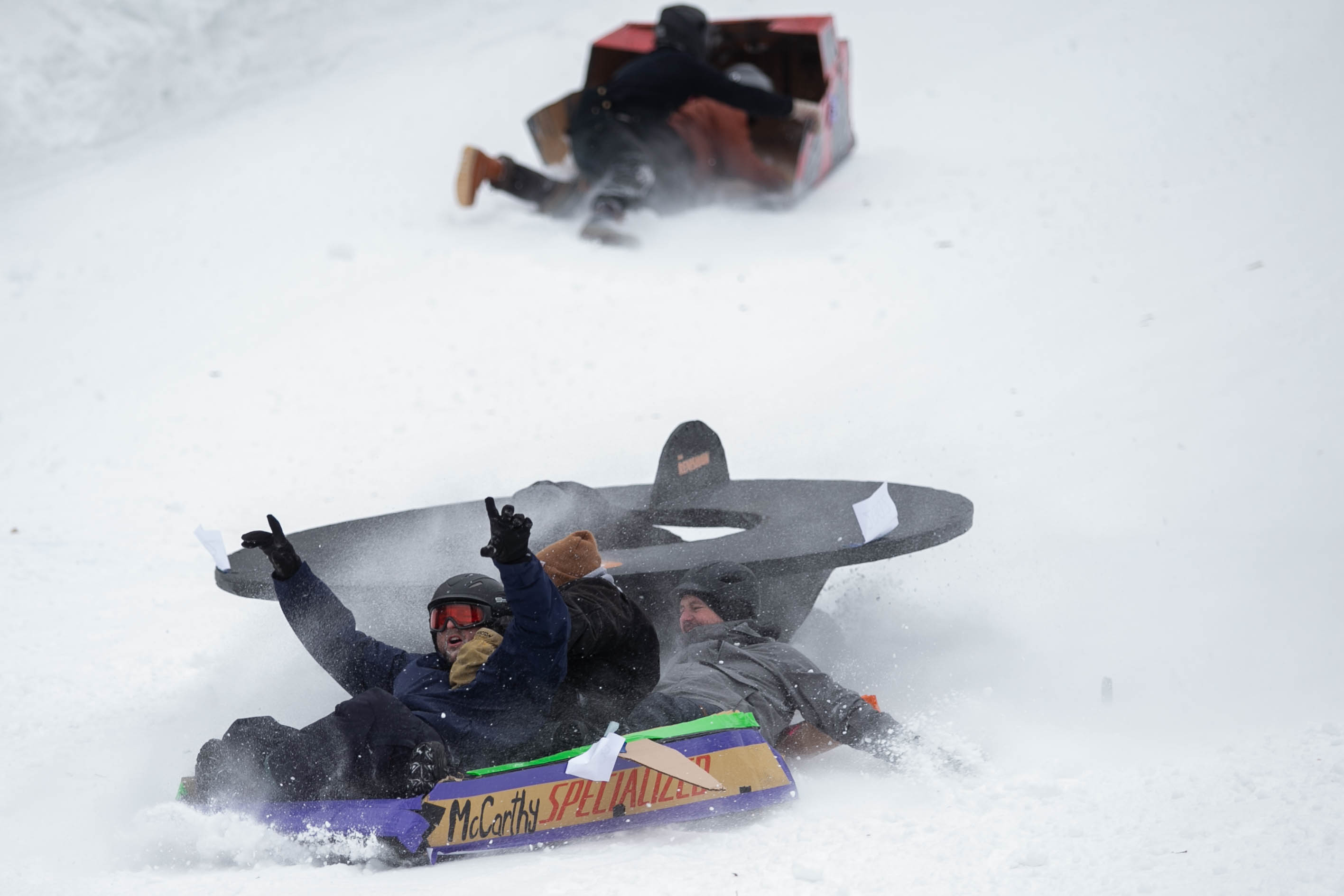 Photos: Cardboard sled teams battle for first place at Winterfest races ...