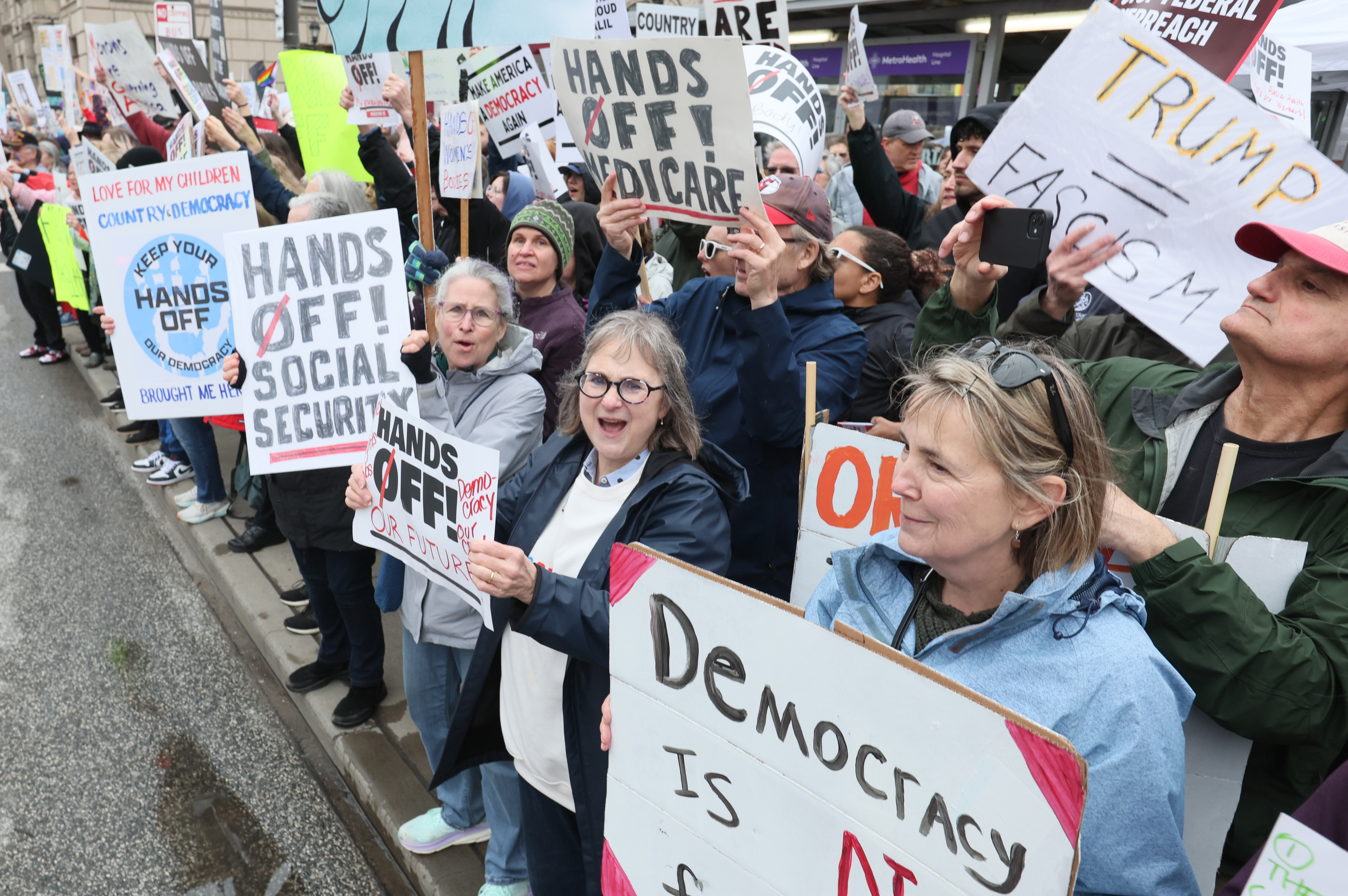 "Hands Off" protest against President Trump policies at West Side ...