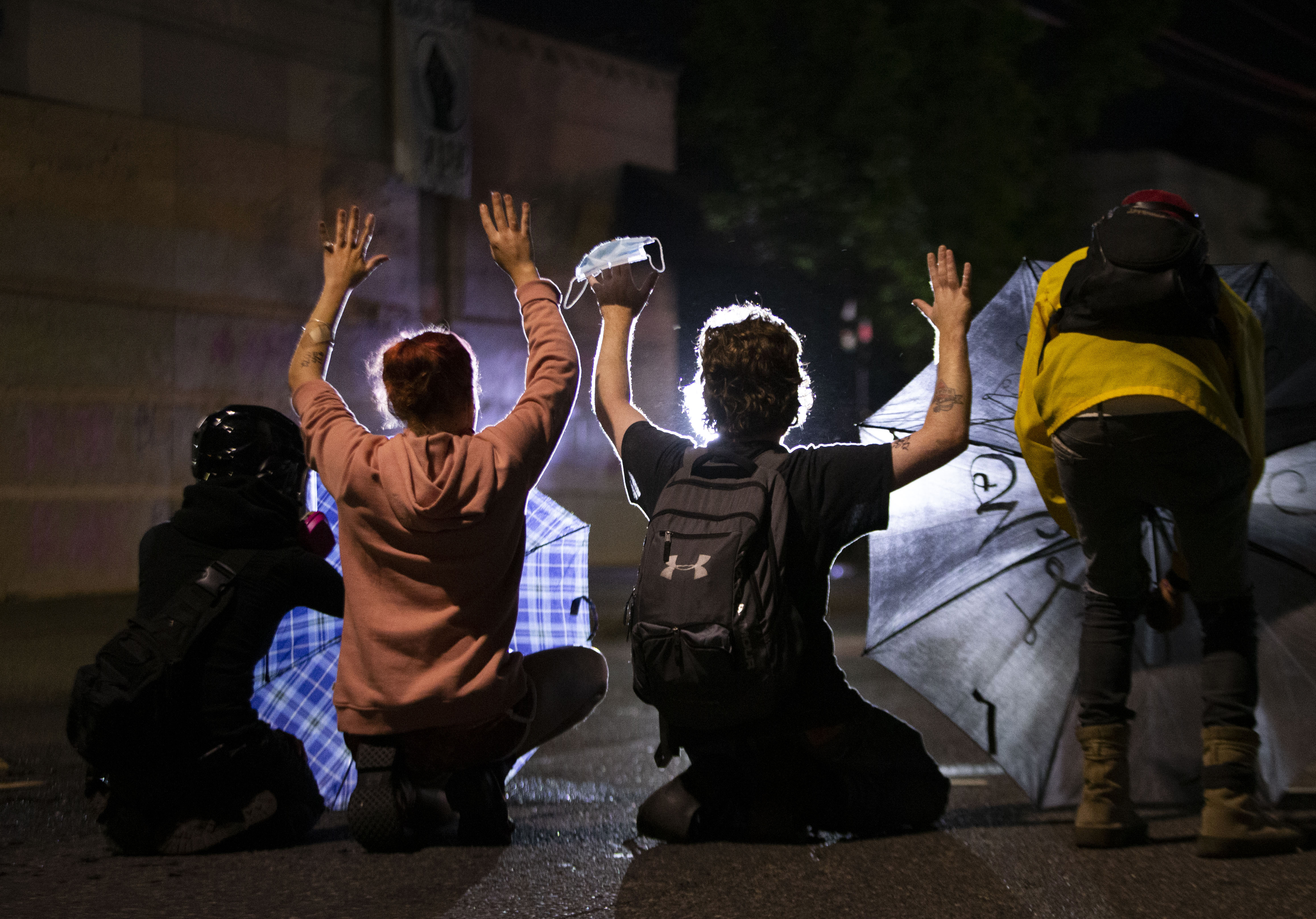 Riot declared as fire set outside Portland police union headquarters ...