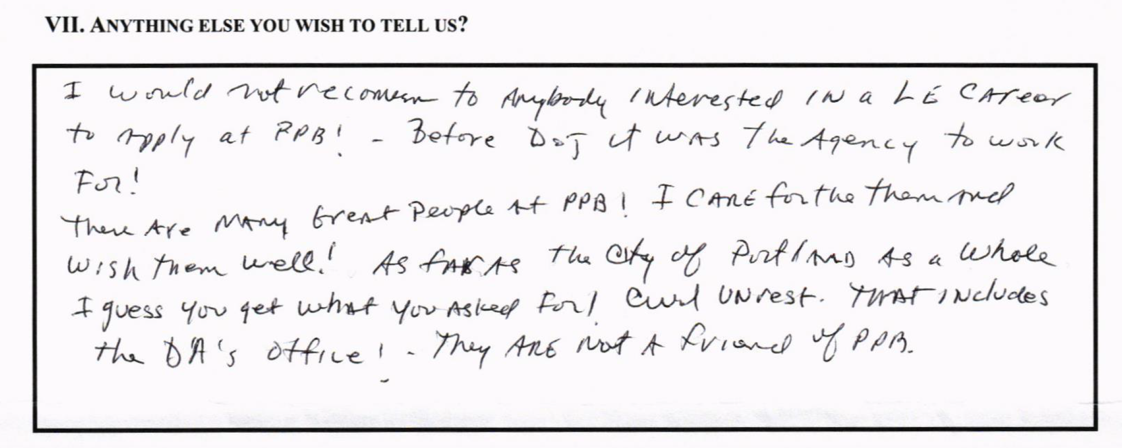 Portland police exit interview statements - oregonlive.com