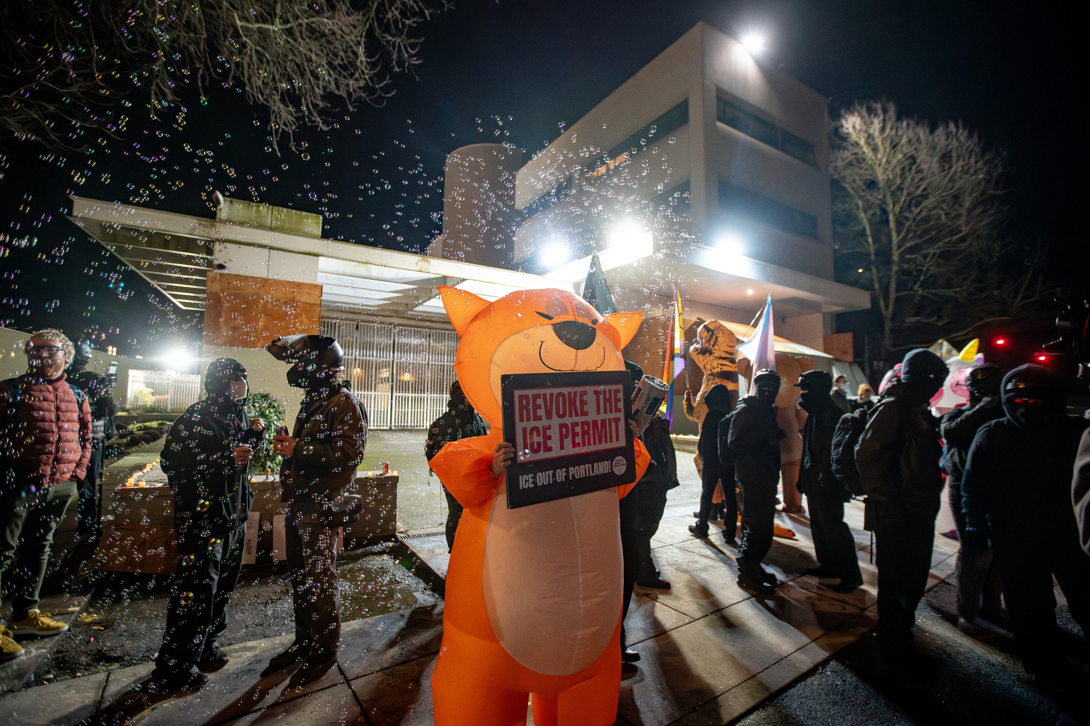Frog Brigade closes day of protests at ICE building - oregonlive.com