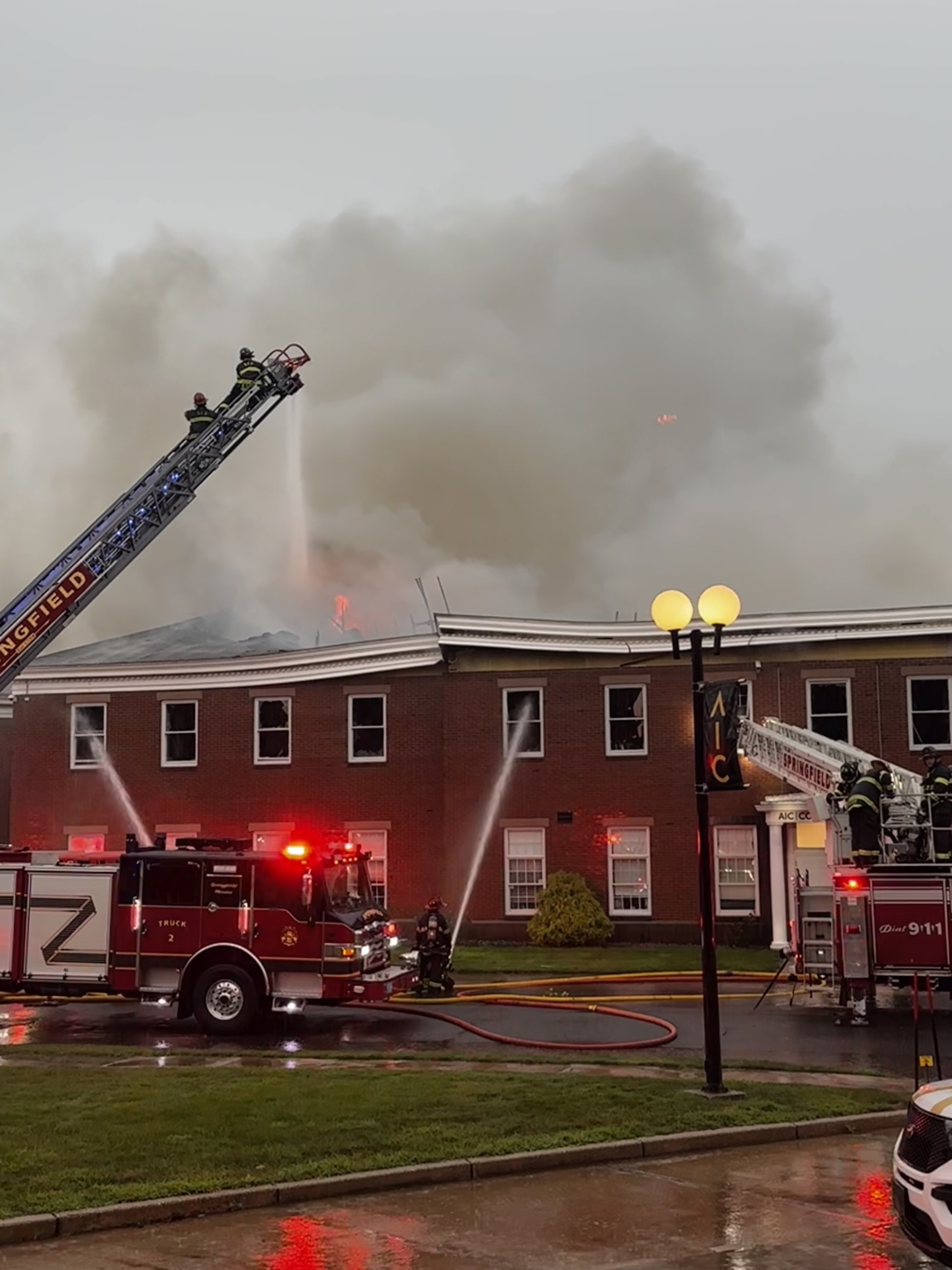 Firefighters battle fire at American International College building ...