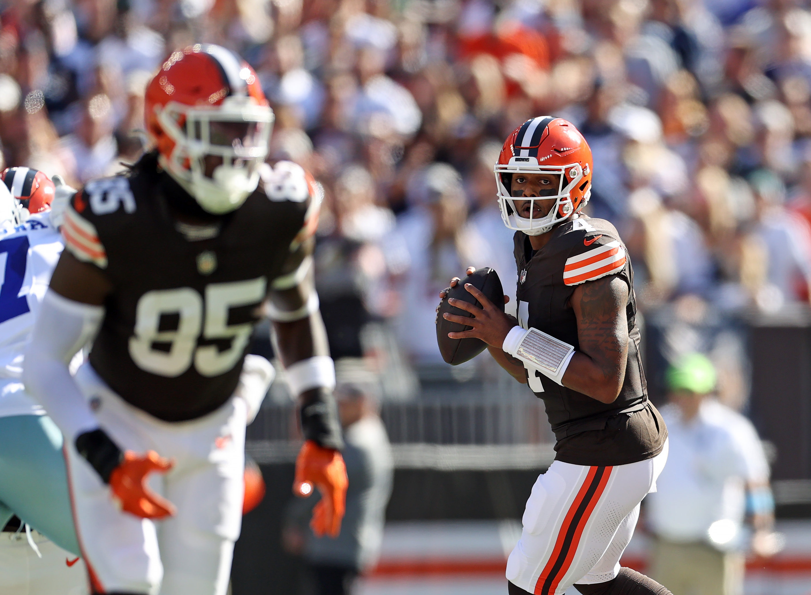 Cleveland Browns quarterback Deshaun Watson against the Dallas Cowboys ...